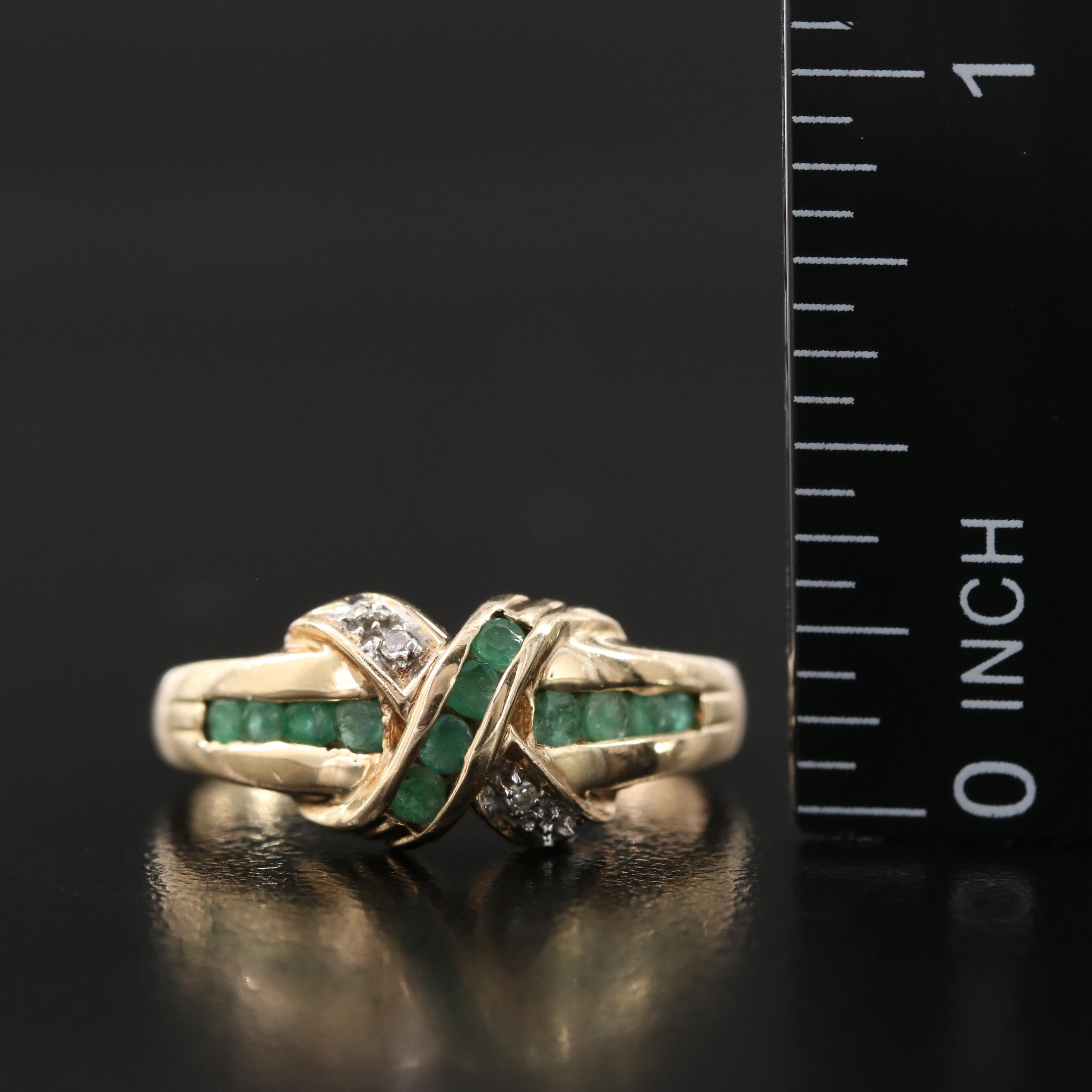 10K Emerald and Diamond Ring | EBTH