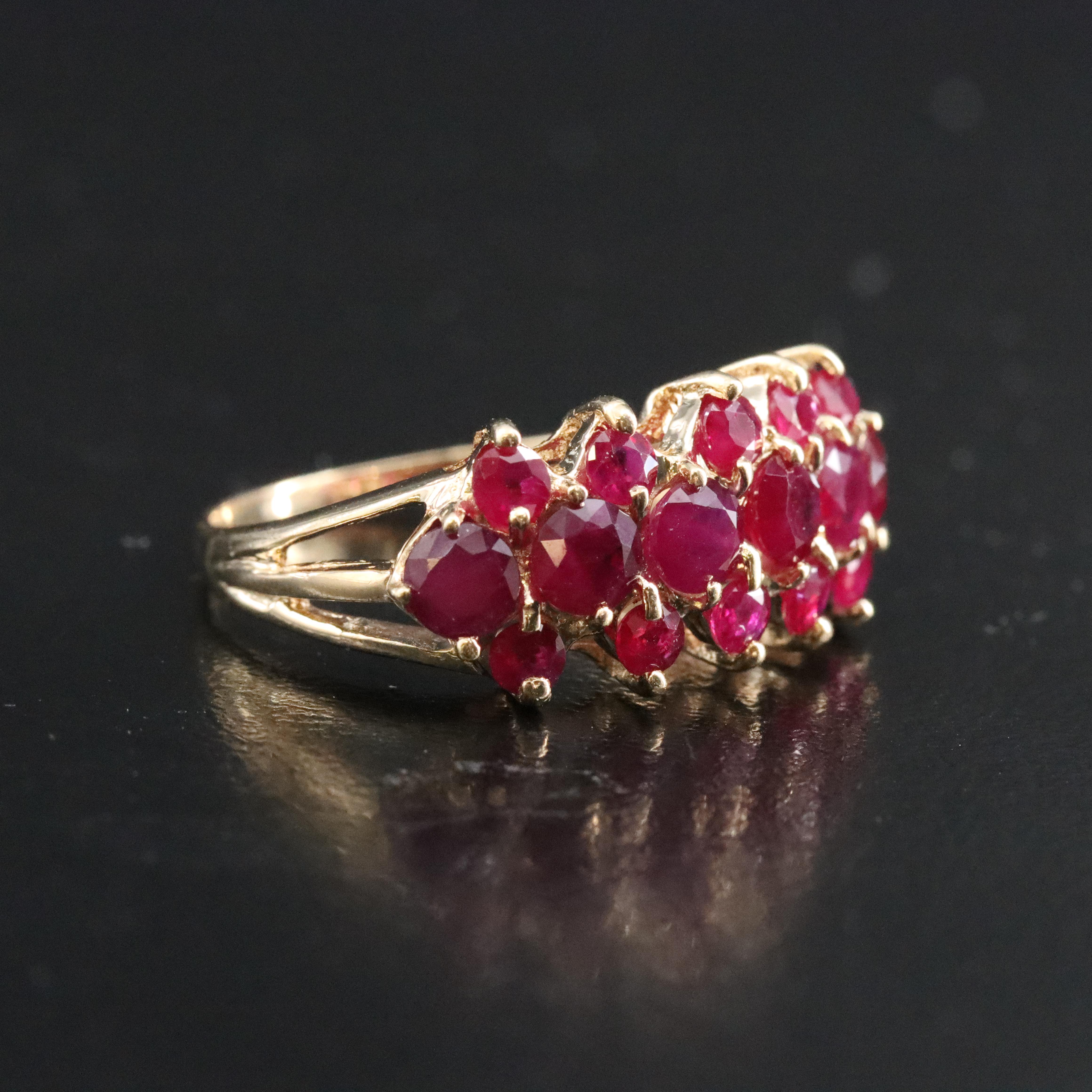 14K Ruby Cluster Ring | EBTH