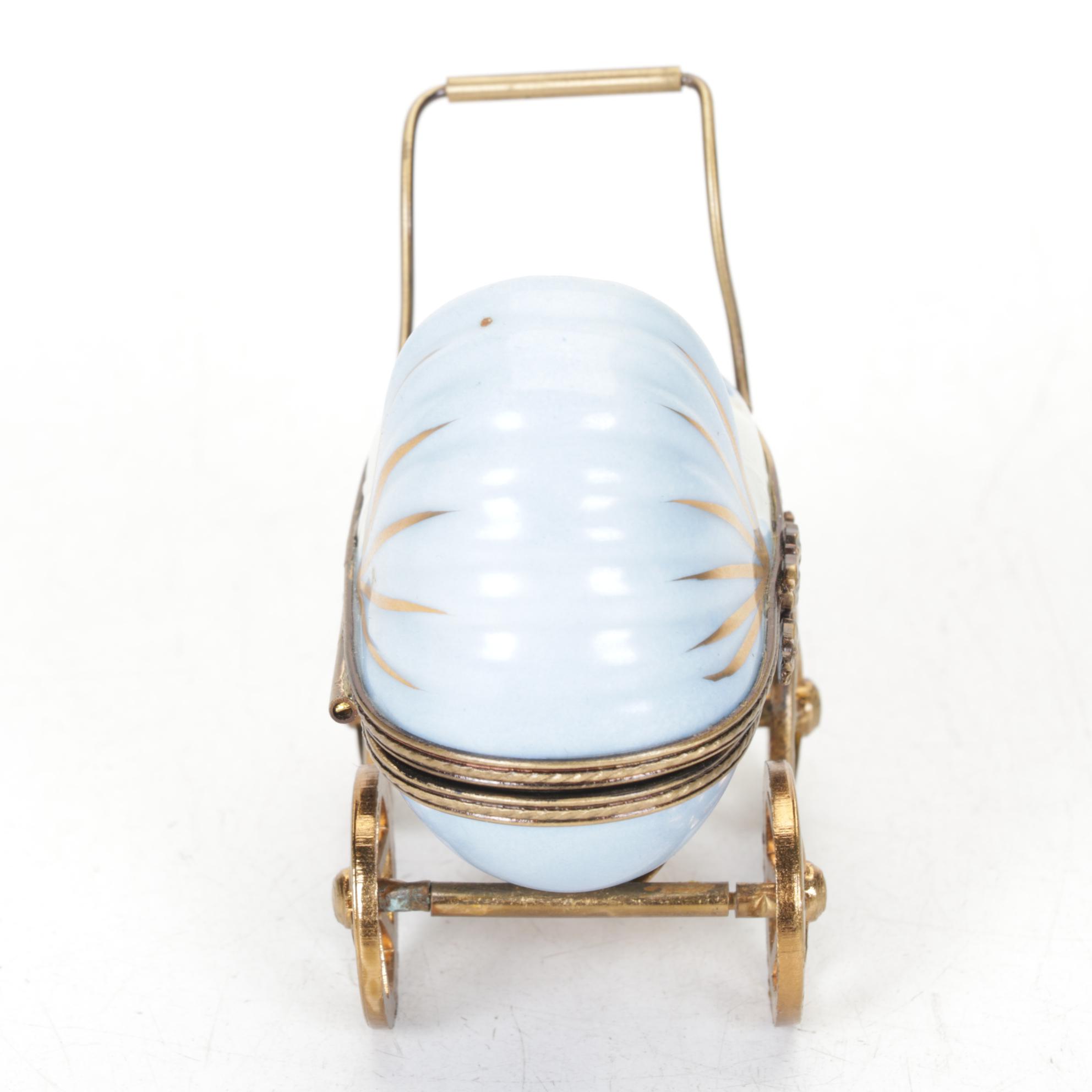 Hand-Painted Limoges Baby Carriage Box | EBTH