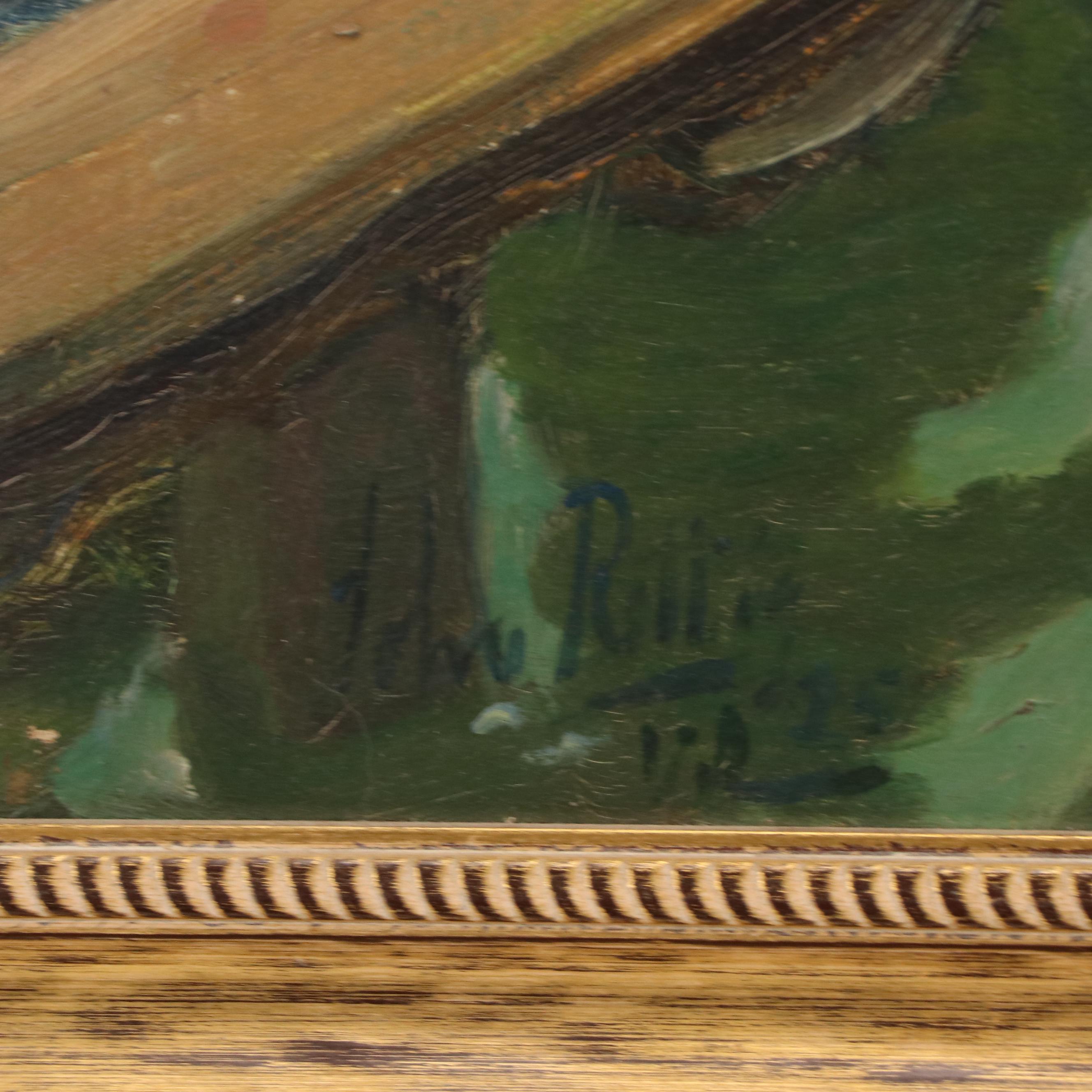 John Rettig Harbor Scene Oil Painting "Boats, Women, on Volendam Dock ...