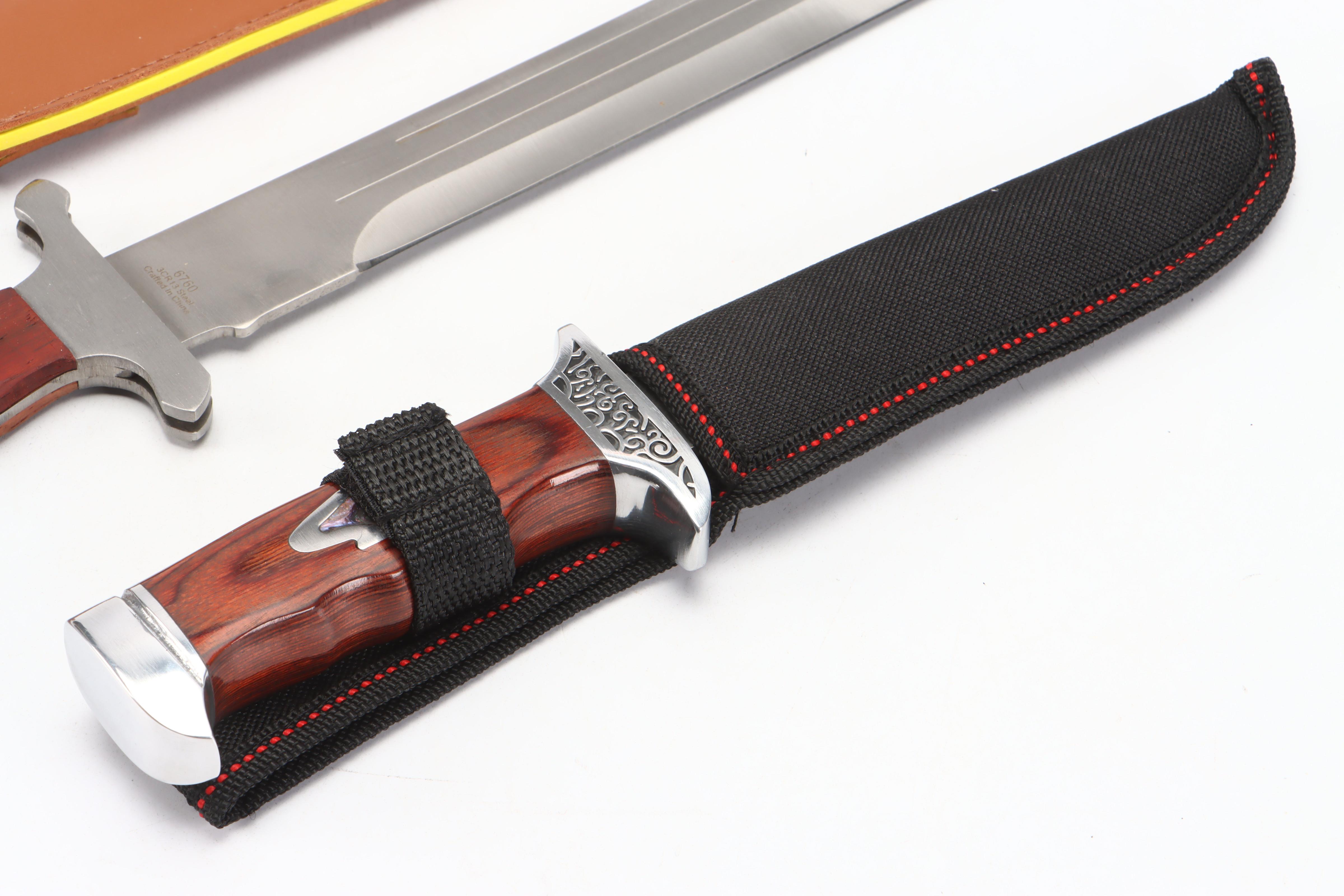 Doom Blade Wooden Handled Hunting Knife and Defender Xtreme Fixed Blade ...