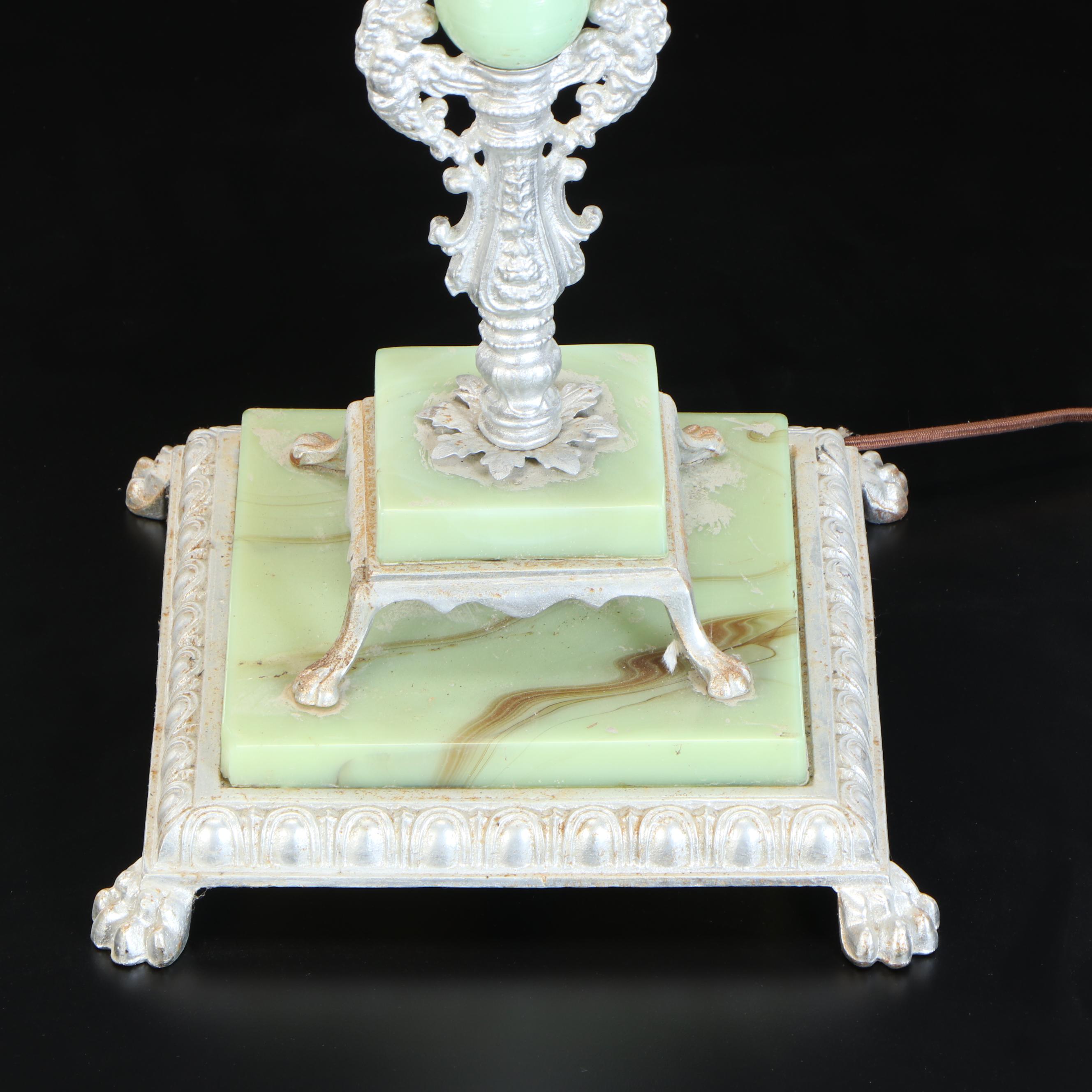 Art Deco Claw Footed Uranium Glass Double-Light Floor Lamp, Early 20th ...