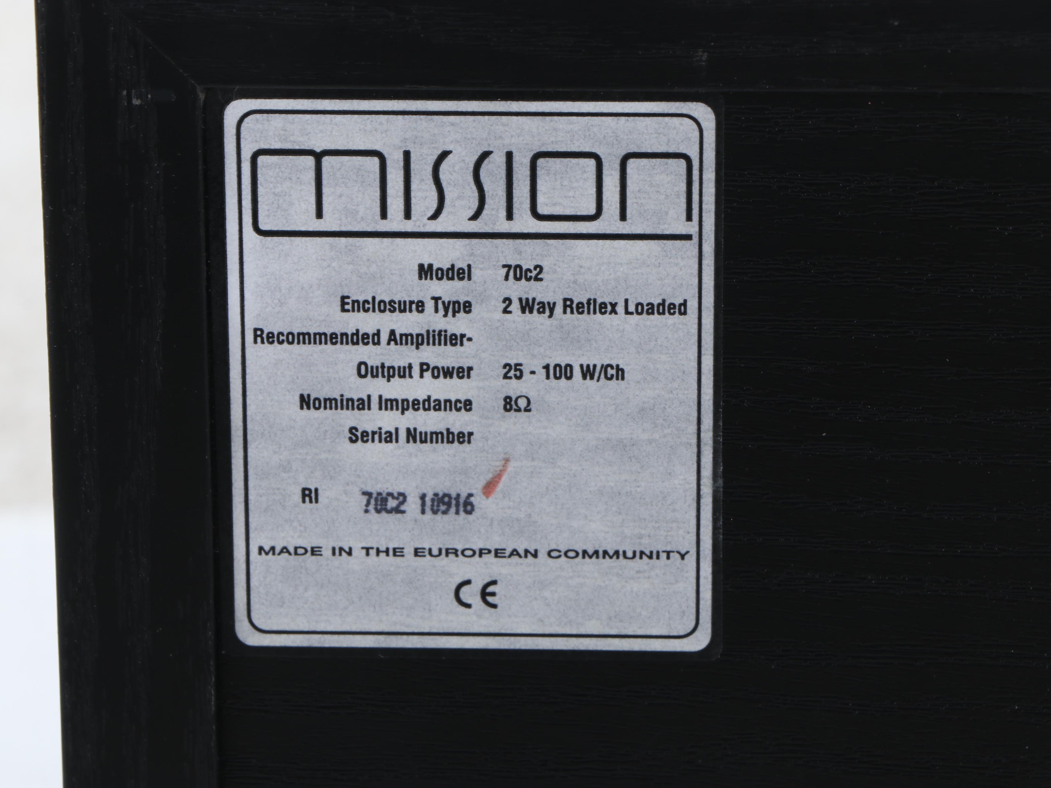 Mission Model 705 Floor Standing Speakers and Model 70c2 Center Speaker ...