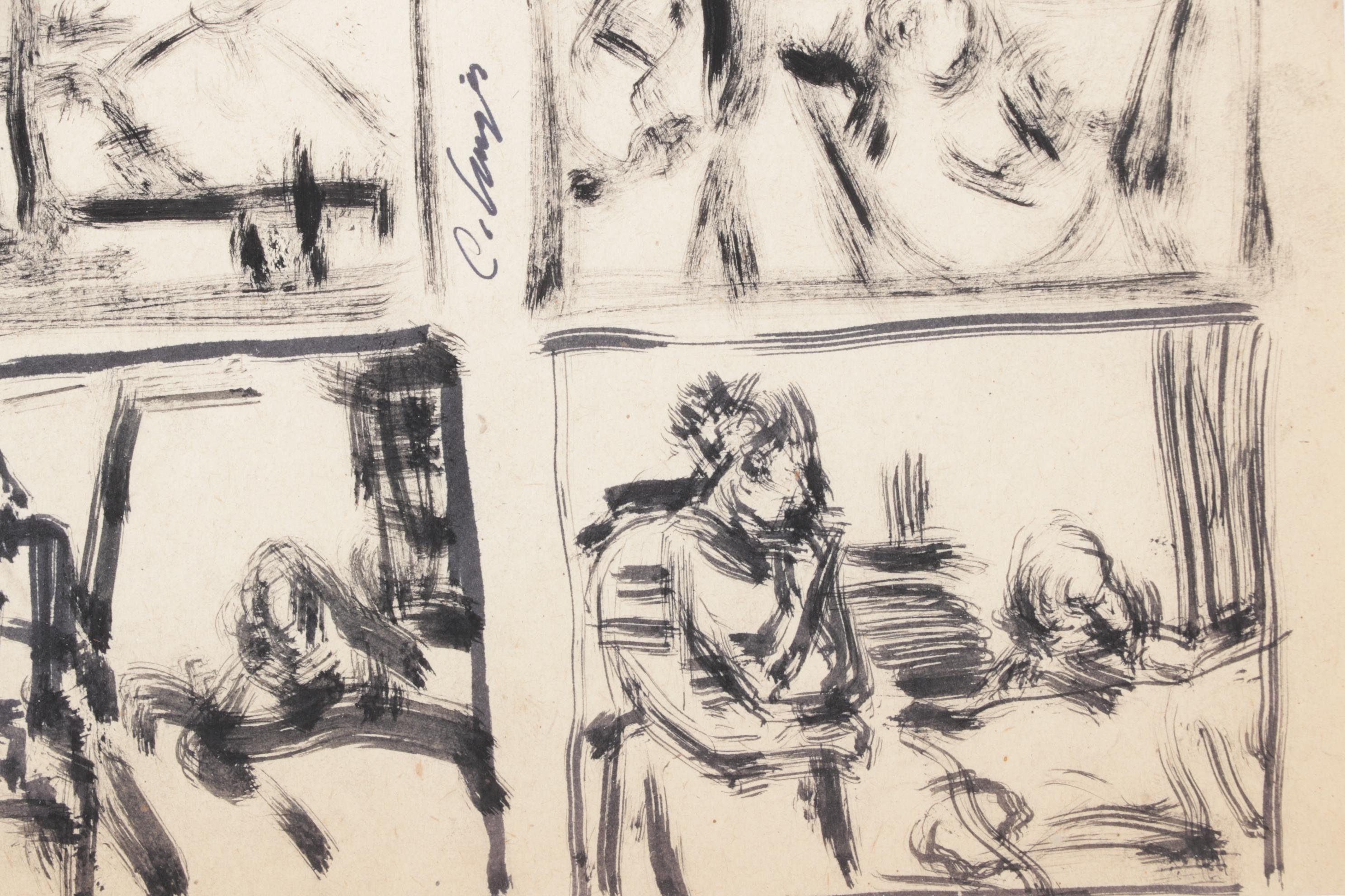 Clyde Singer "Man and Woman" Ink Storyboard, 1960 | EBTH