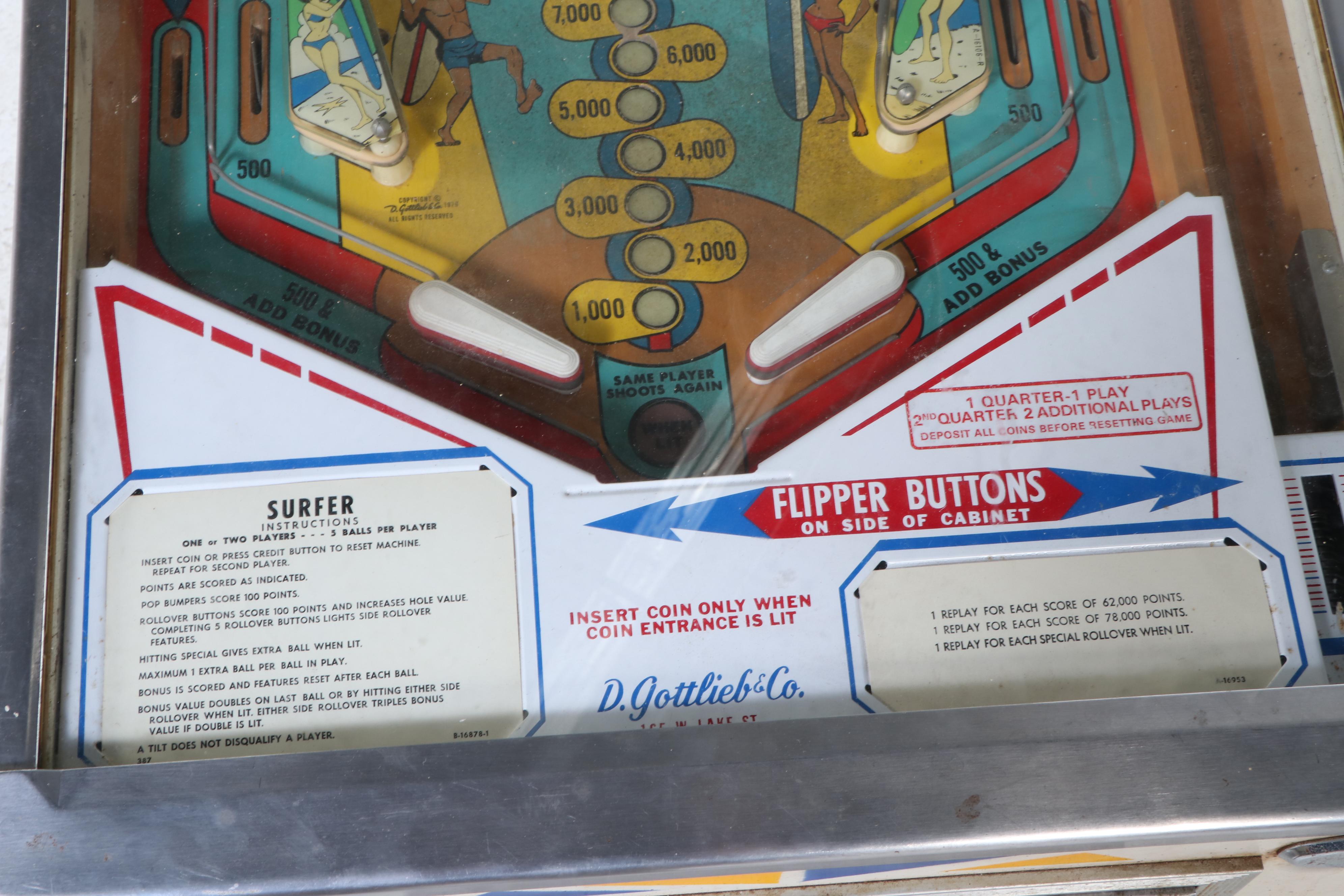Gottlieb Surfer Pinball Machine, 1976 | EBTH