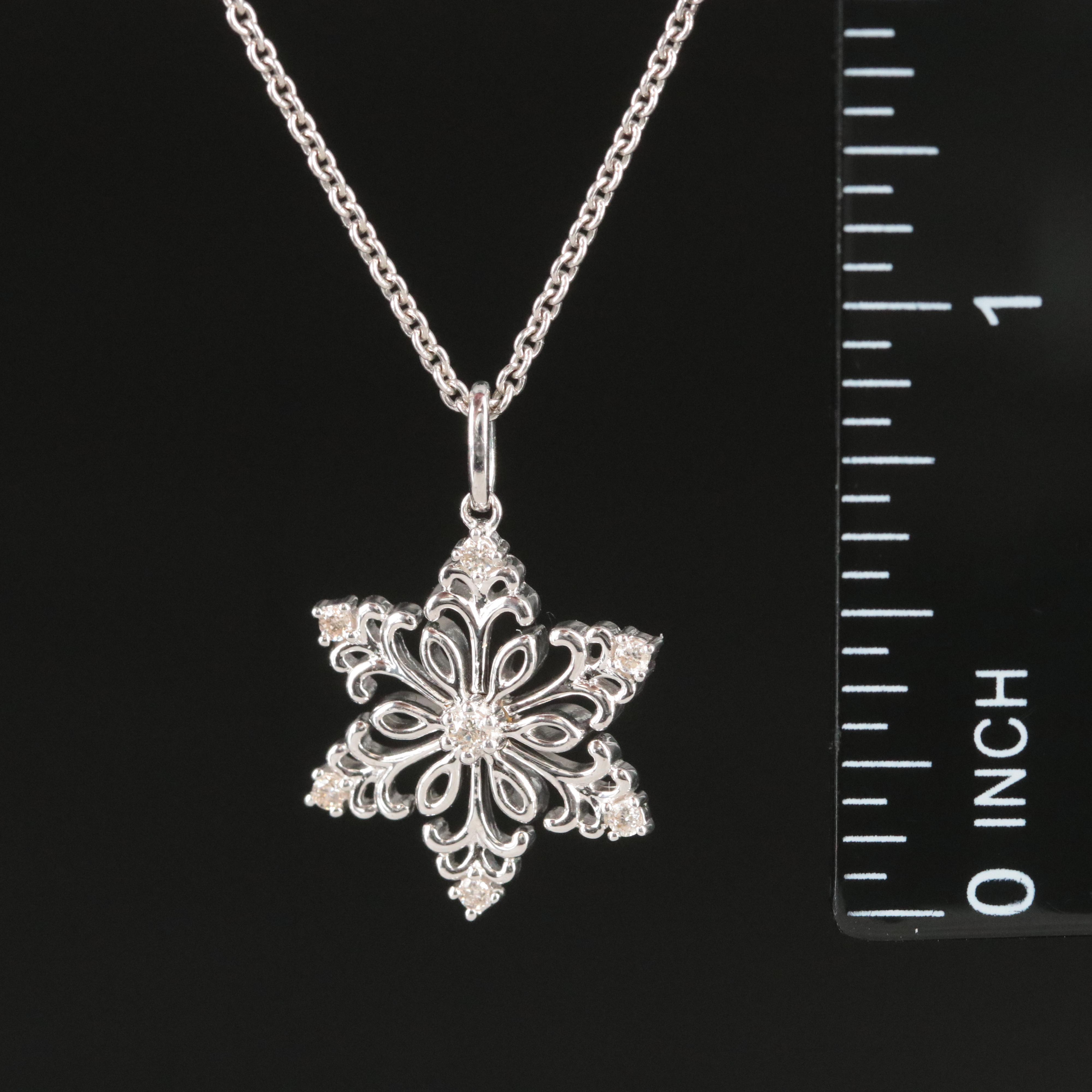 Hallmark Sterling Diamond Snowflake Pendant Necklace | EBTH