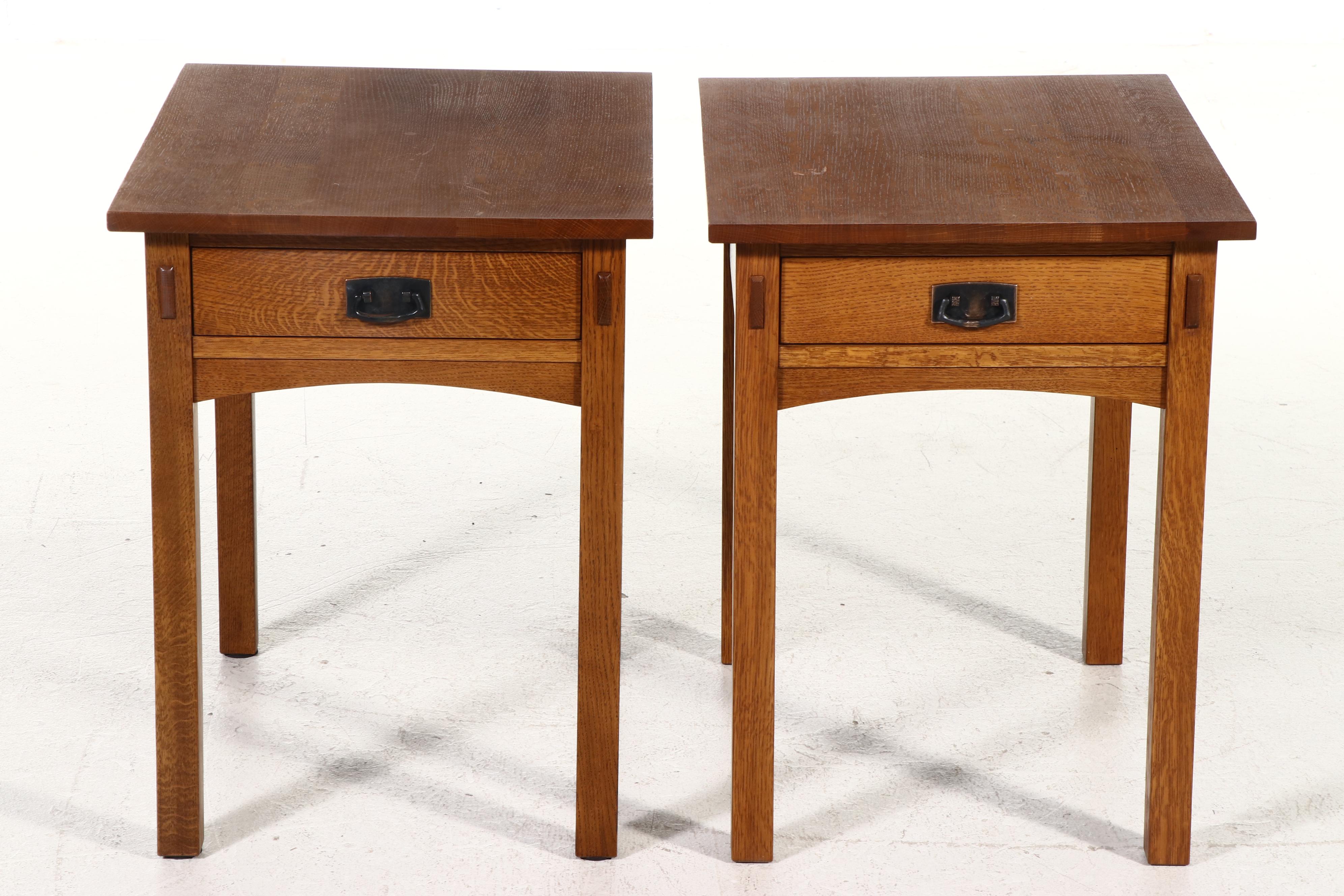 Pair of Stickley Mission Style Oak End Tables | EBTH