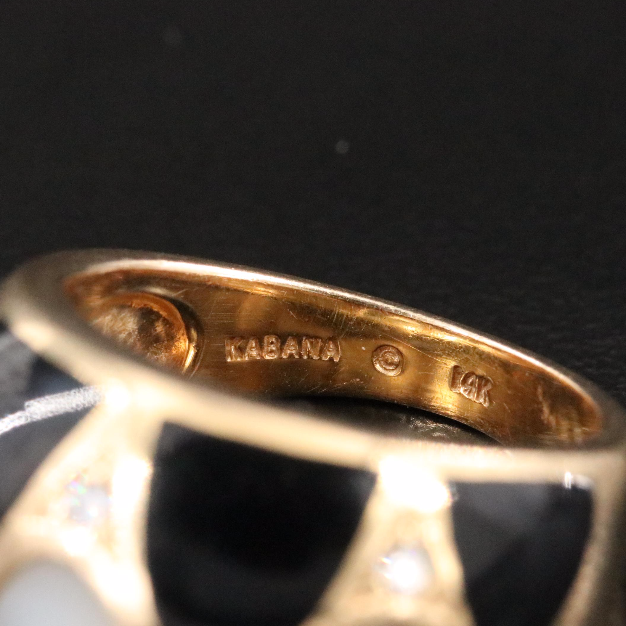 14K Black Onyx, Mother-of-Pearl and Diamond Dome Ring | EBTH