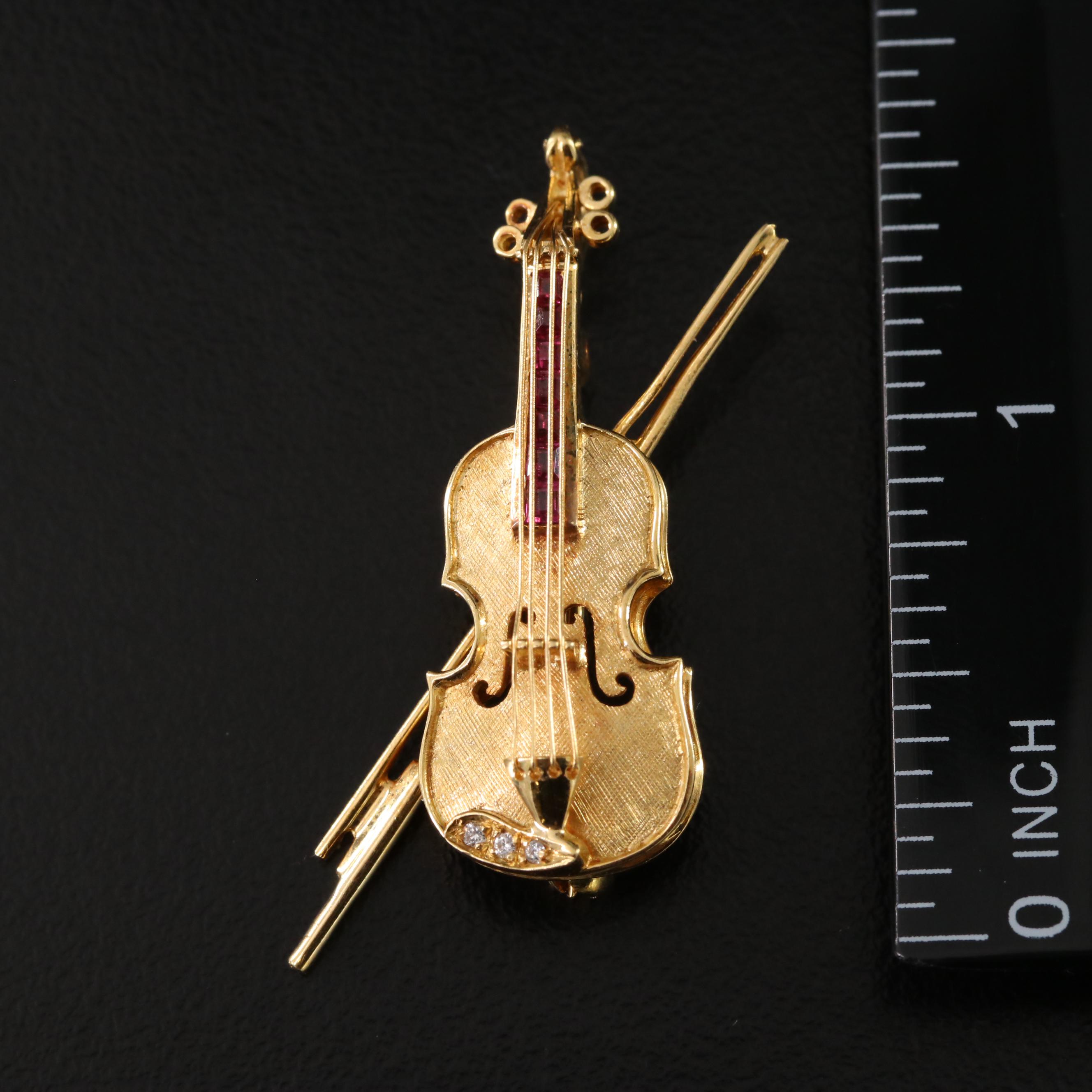 18K Ruby and Diamond Enhancer Brooch/Pin | EBTH