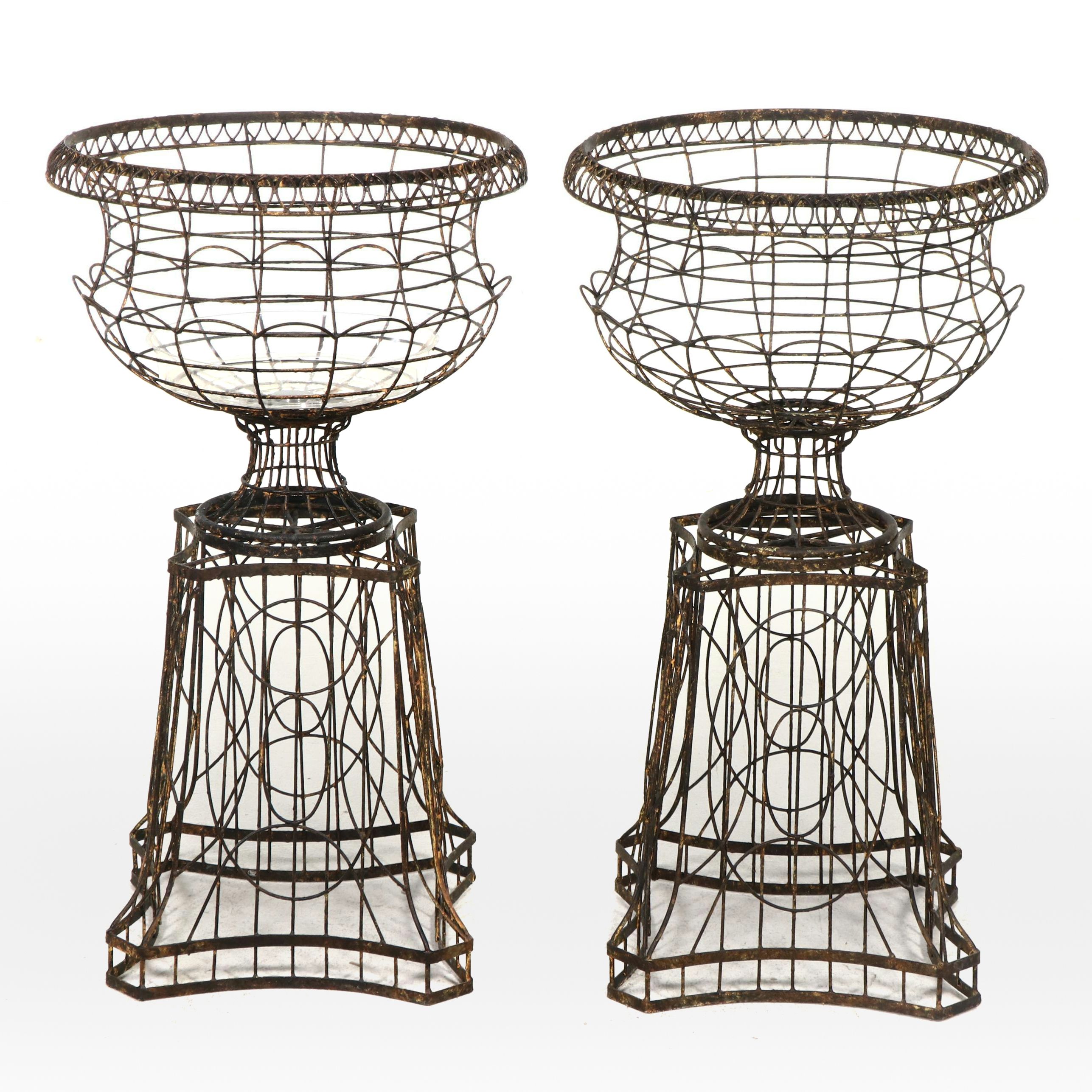 Pair of French Wire Style Urn Garden Planters | EBTH