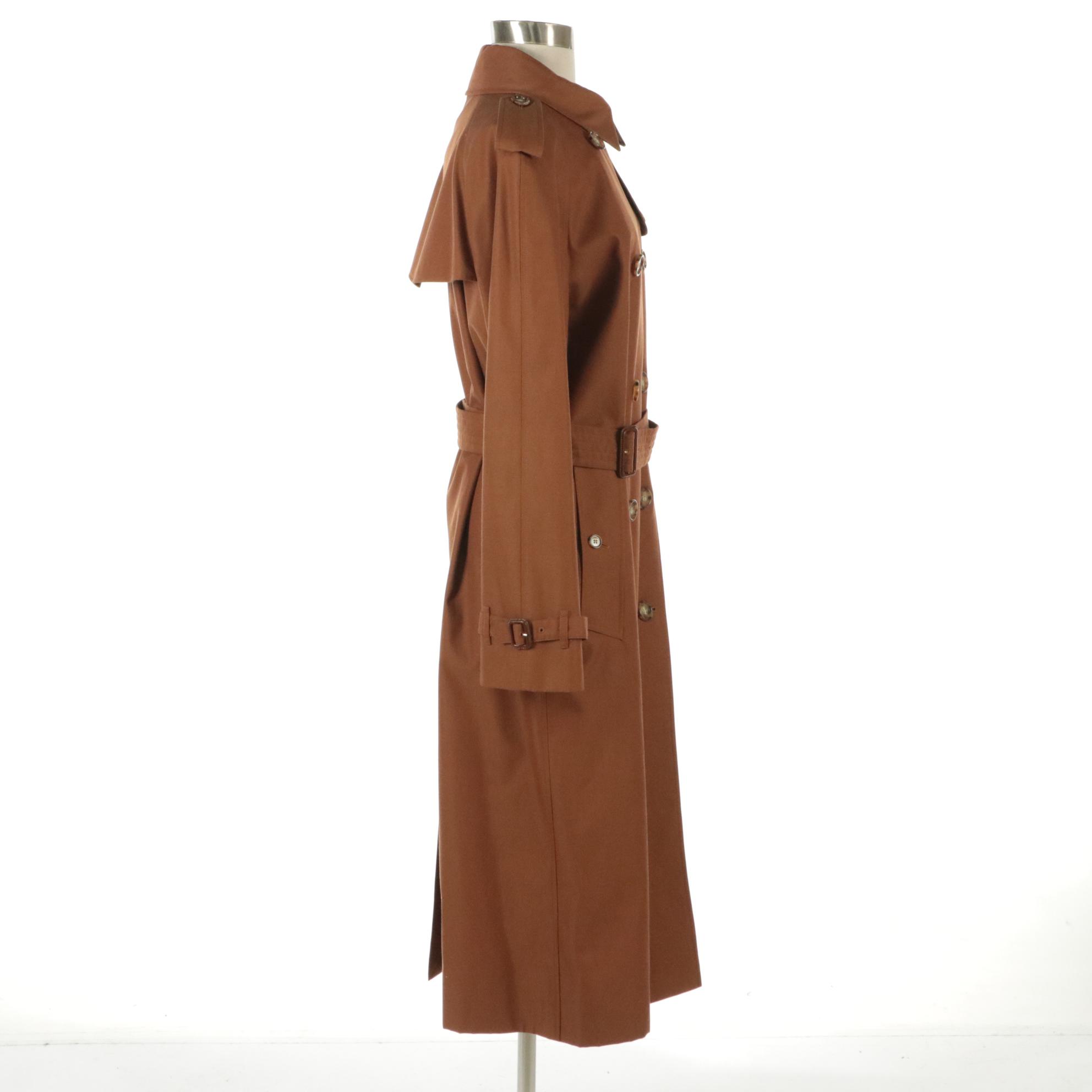 Burberry Long Waterloo Heritage Chestnut Brown Cotton Trench Coat w ...