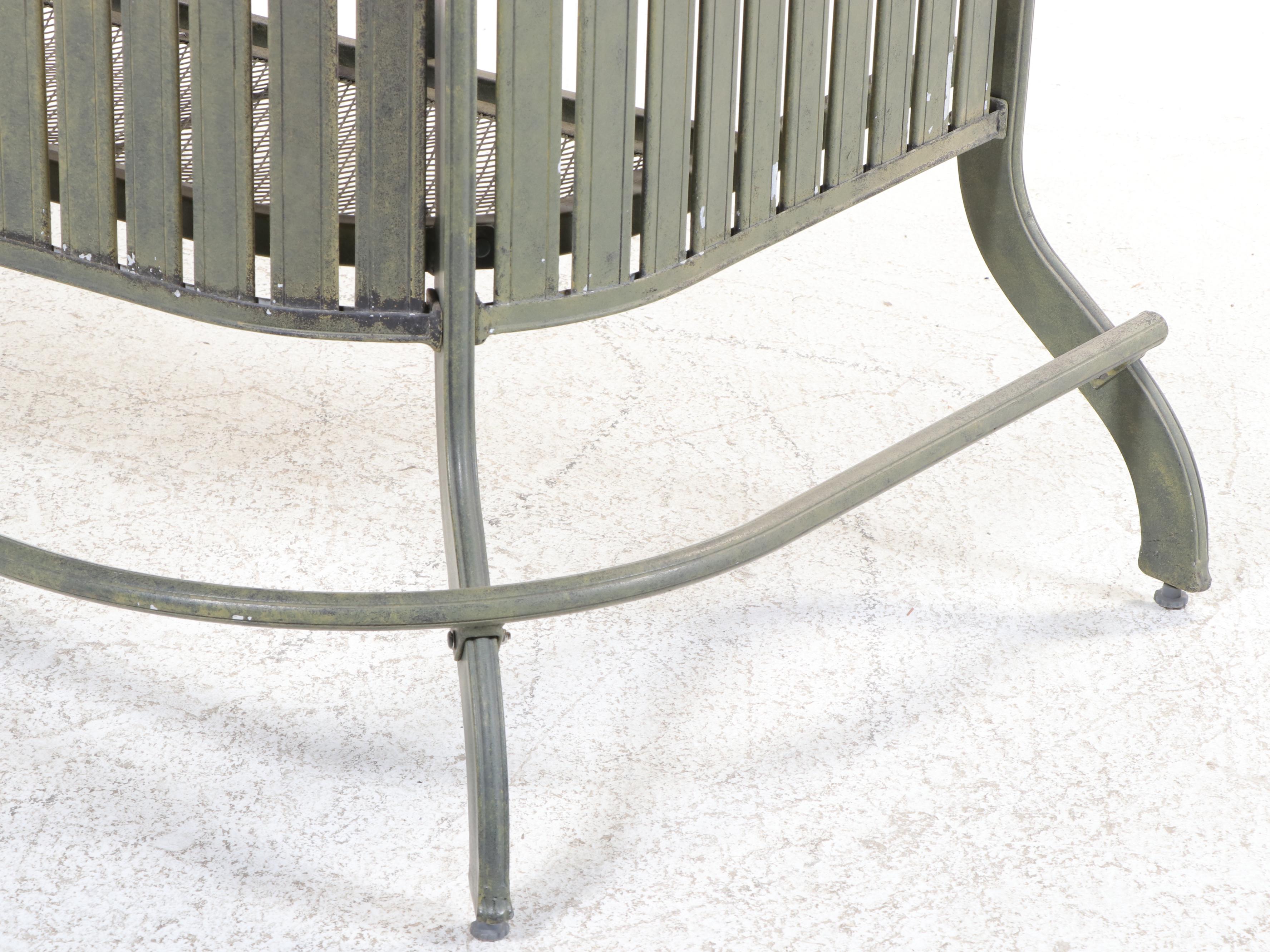 Five-Piece Verdigris-Patinated, Cast Aluminum, and Smoked Glass Patio ...