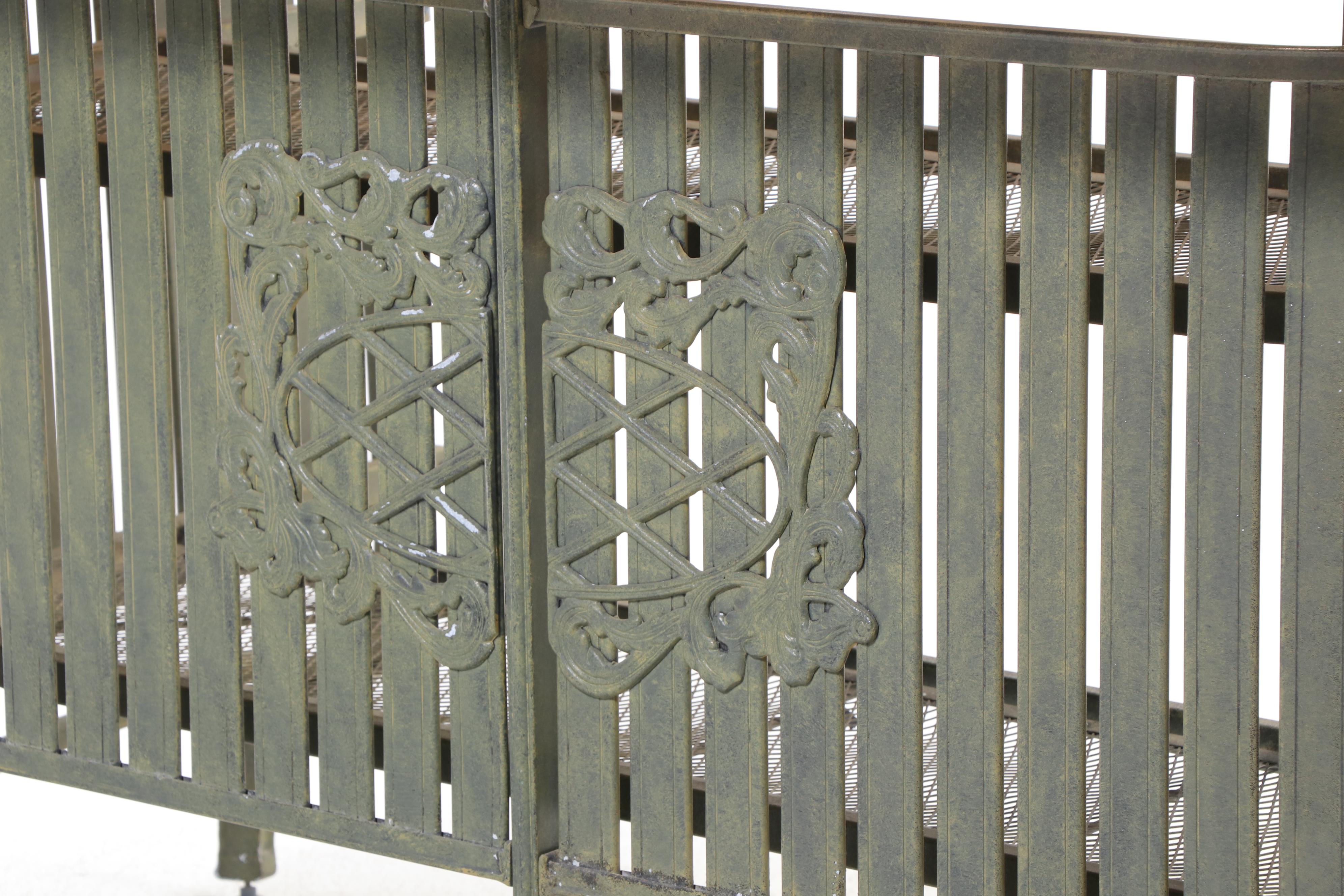 Five-Piece Verdigris-Patinated, Cast Aluminum, and Smoked Glass Patio ...