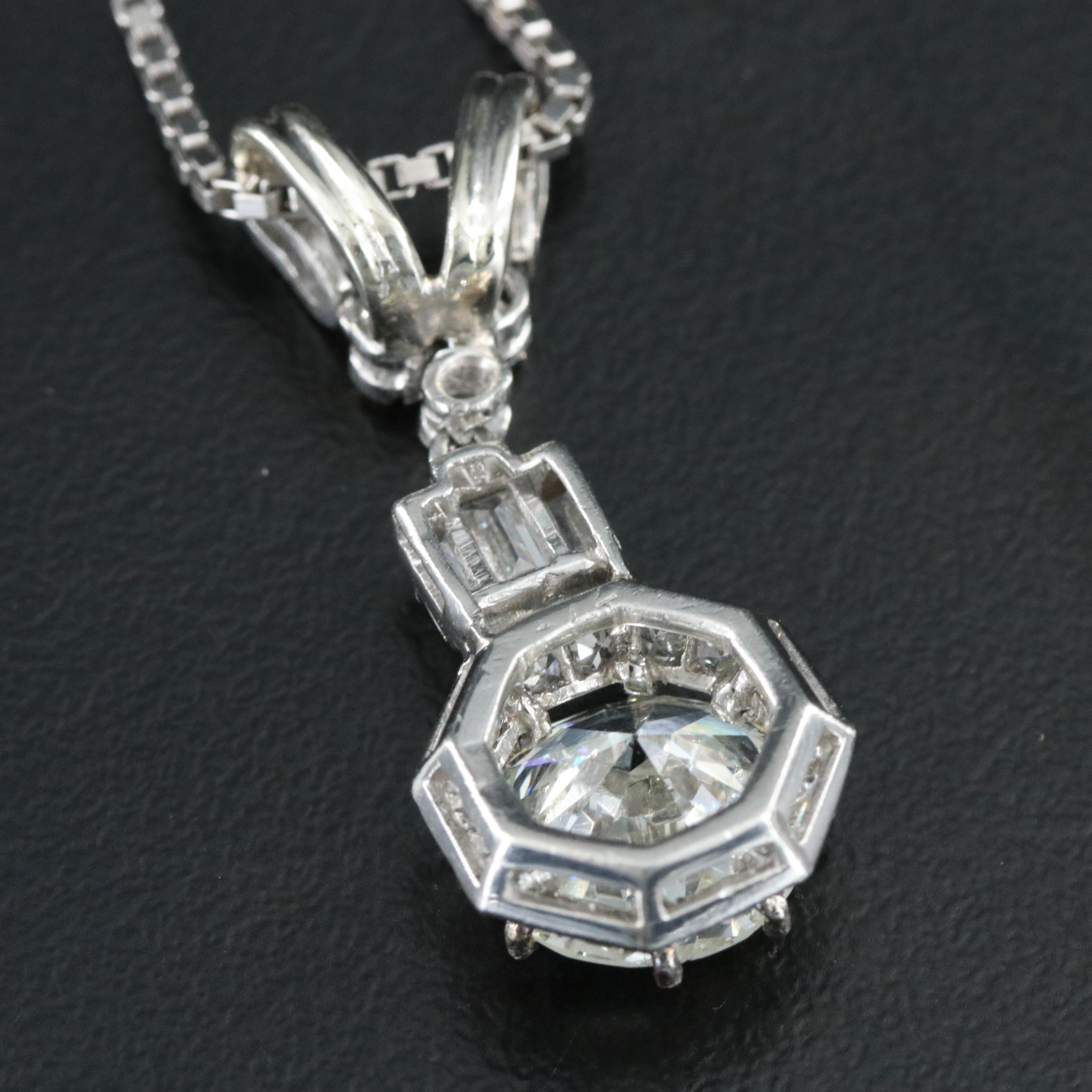 Platinum 3.40 CTW Diamond Pendant with GIA Report on 18K Box Chain ...