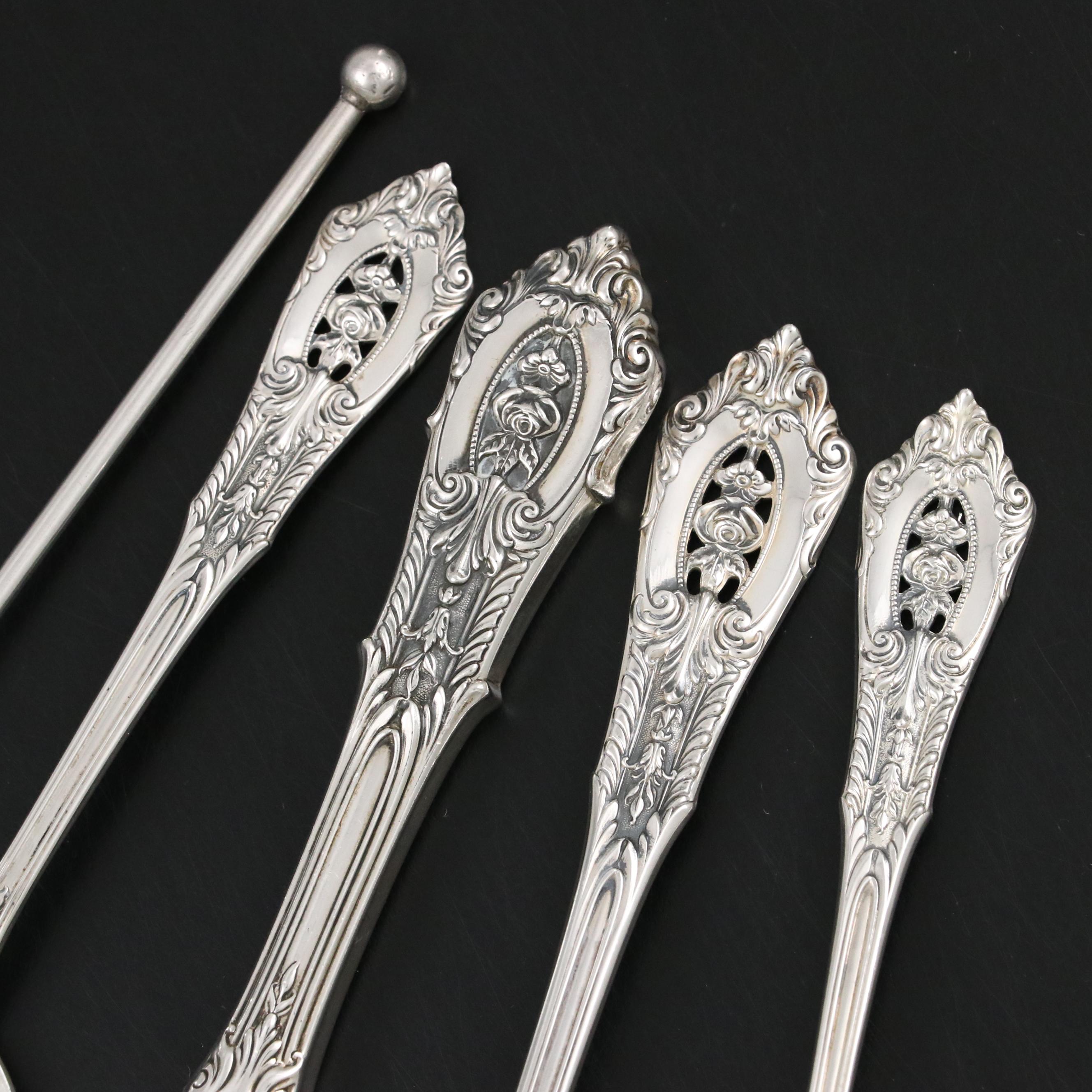 Wallace "Rose Point" Sterling Silver Flatware and Stirrer Straws | EBTH