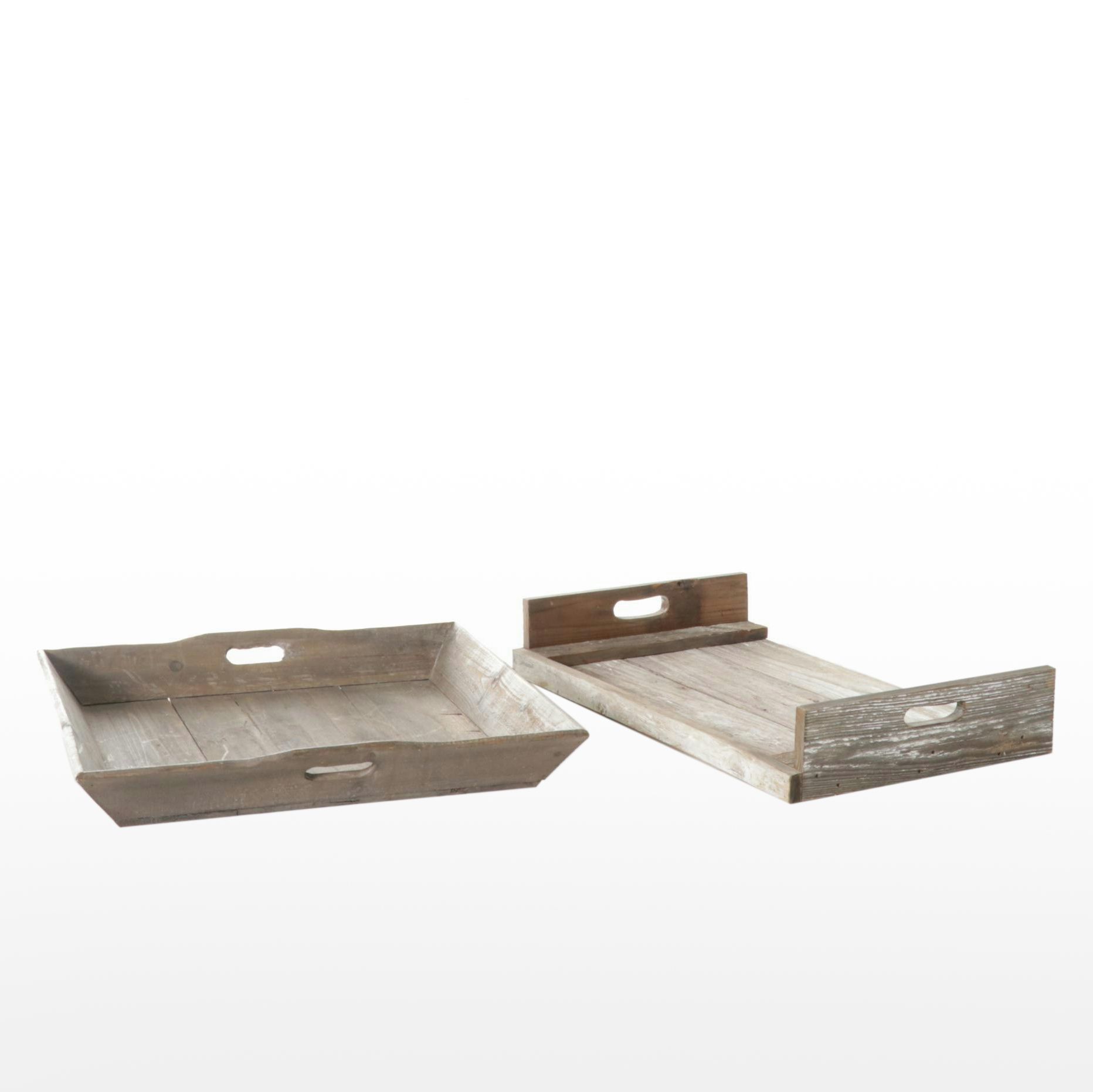Two Rustic Wood Trays | EBTH