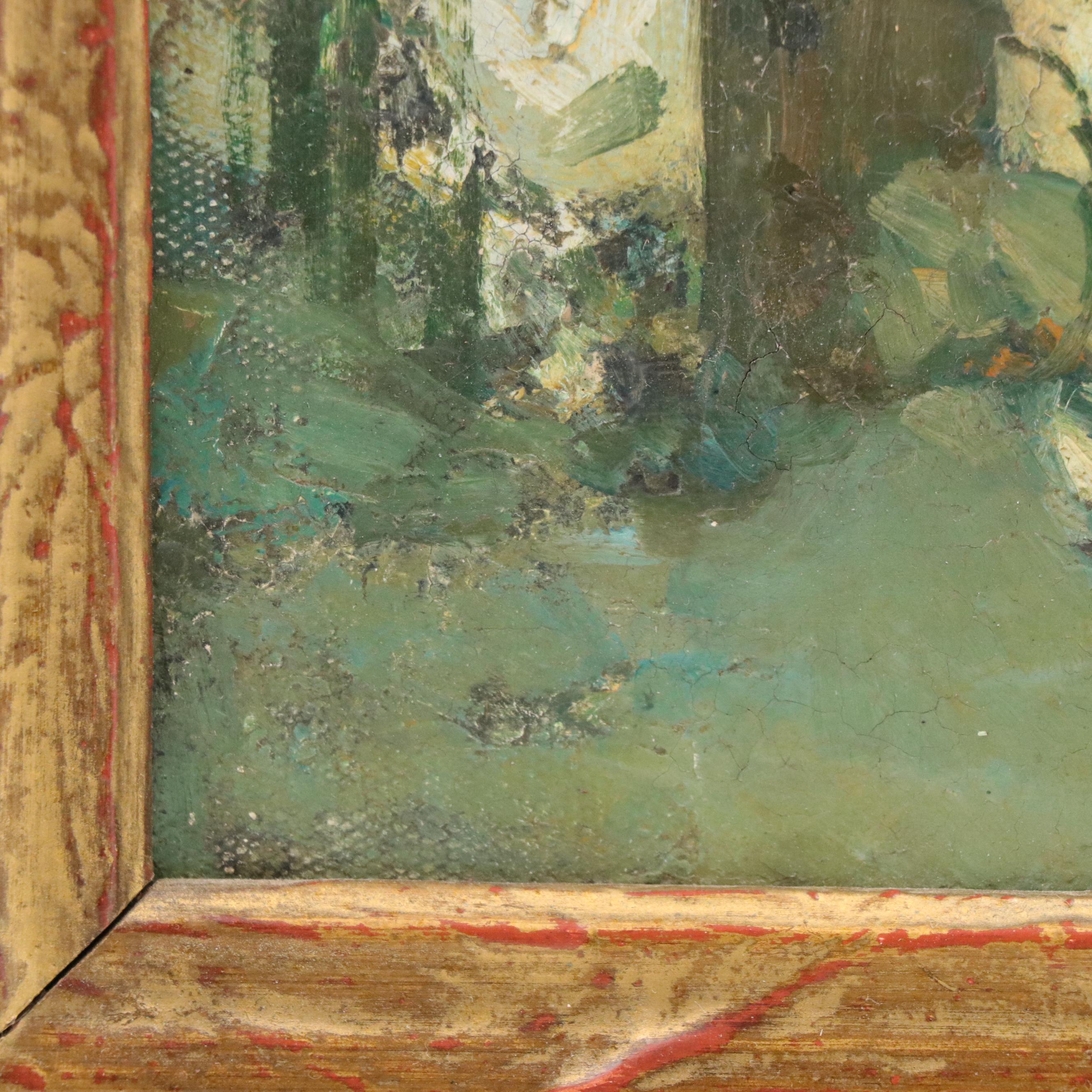 Attributed to Charles Shepard Chapman Oil Painting of Snowy Landscape ...