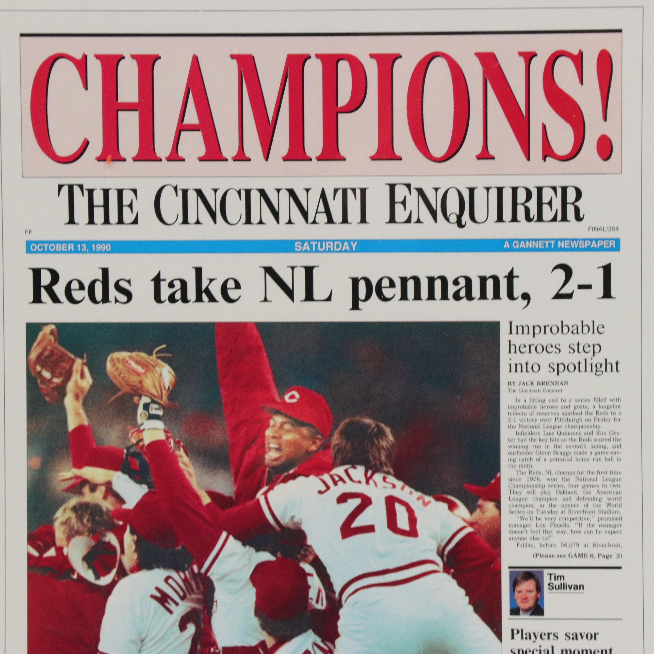1990 Cincinnati Reds World Series "The Cincinnati Enquirer" Display | EBTH