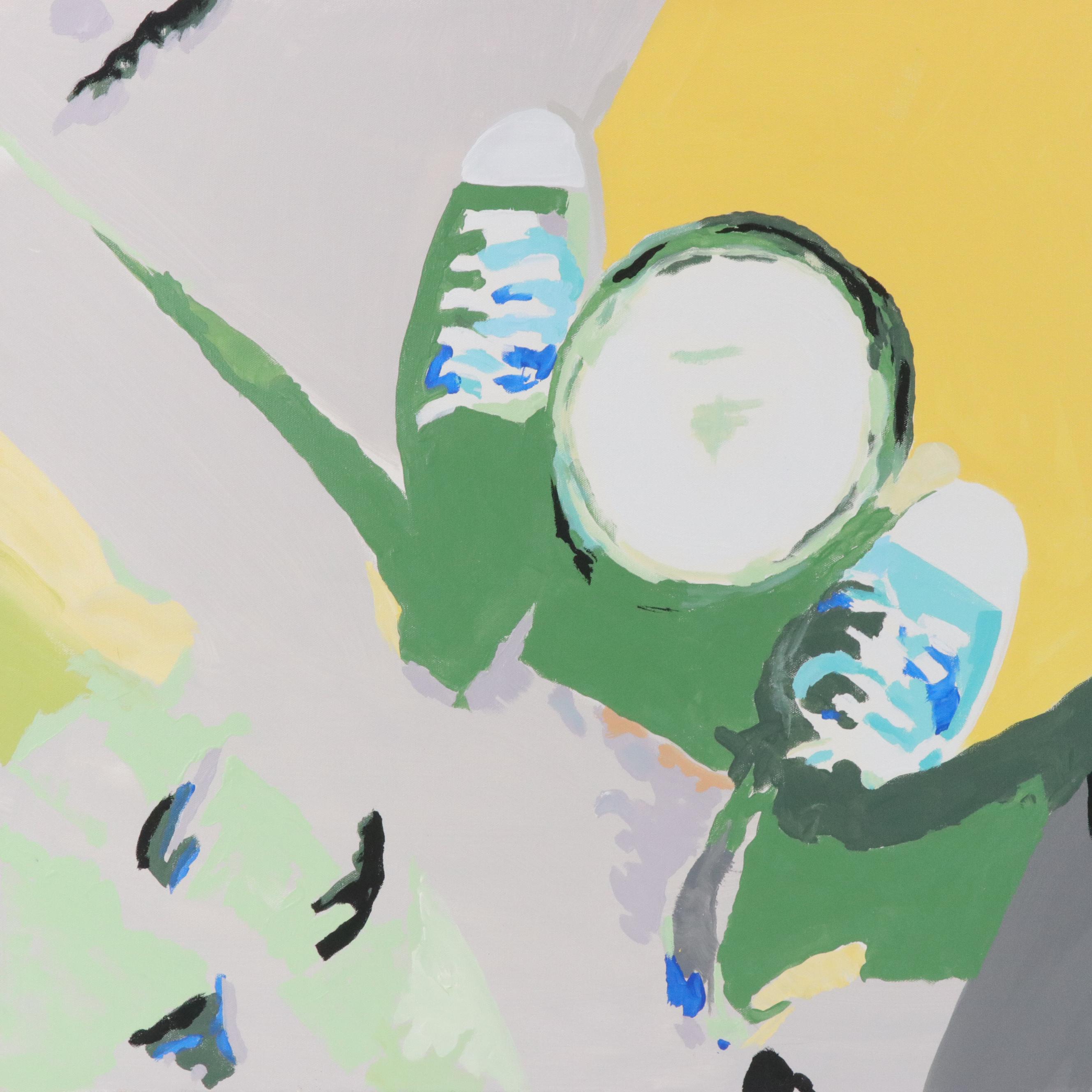 Adonis Hunter Stylized Acrylic Painting with Bird's Eye View | EBTH