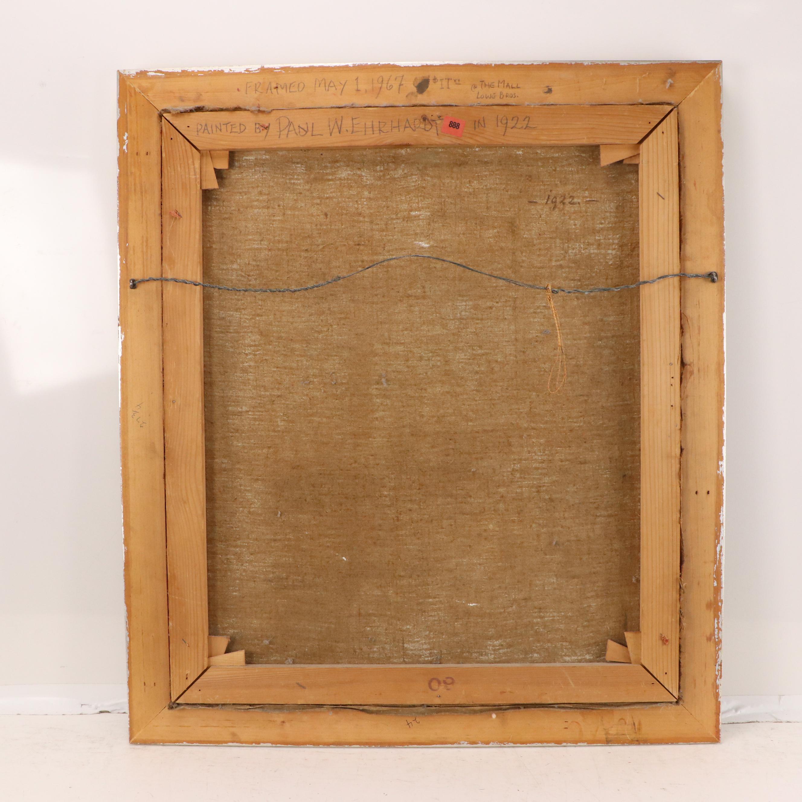 Paul W. Ehrhardt Interior Scene Oil Painting of Desk, 1922 | EBTH