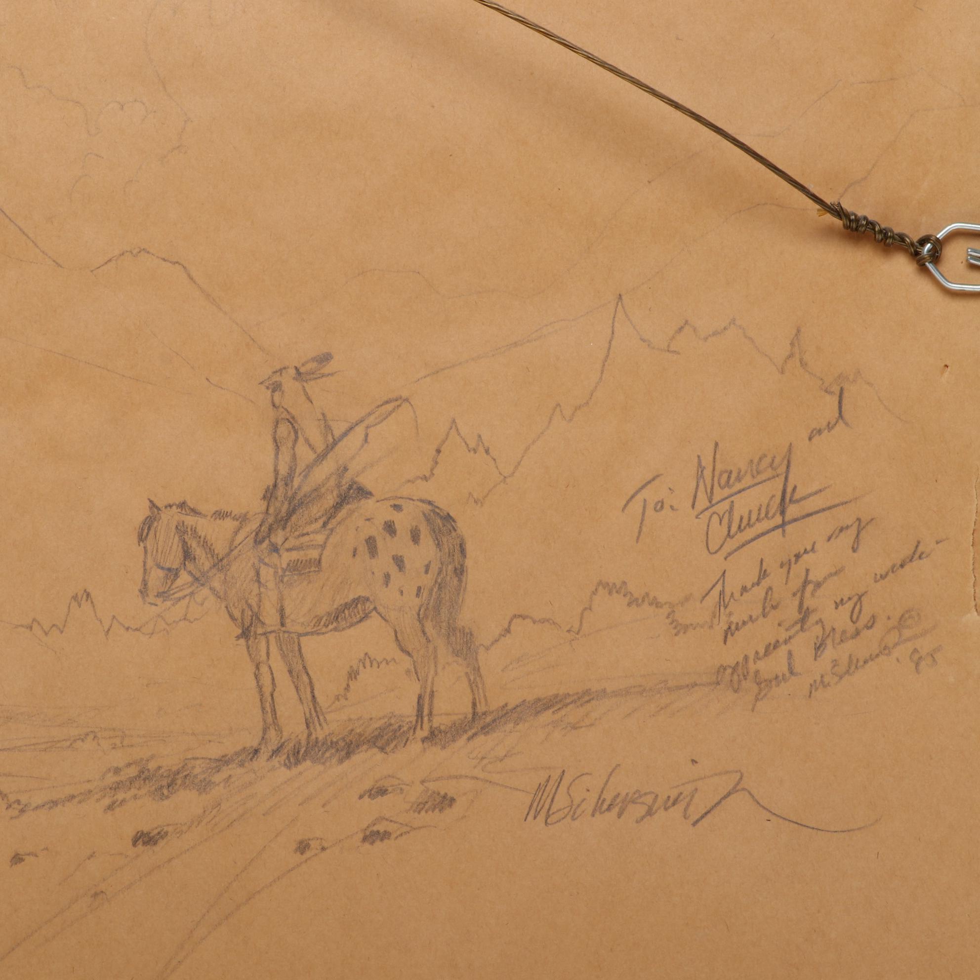 Mark Silversmith Navajo Watercolor Painting "Scouting the High Plains ...