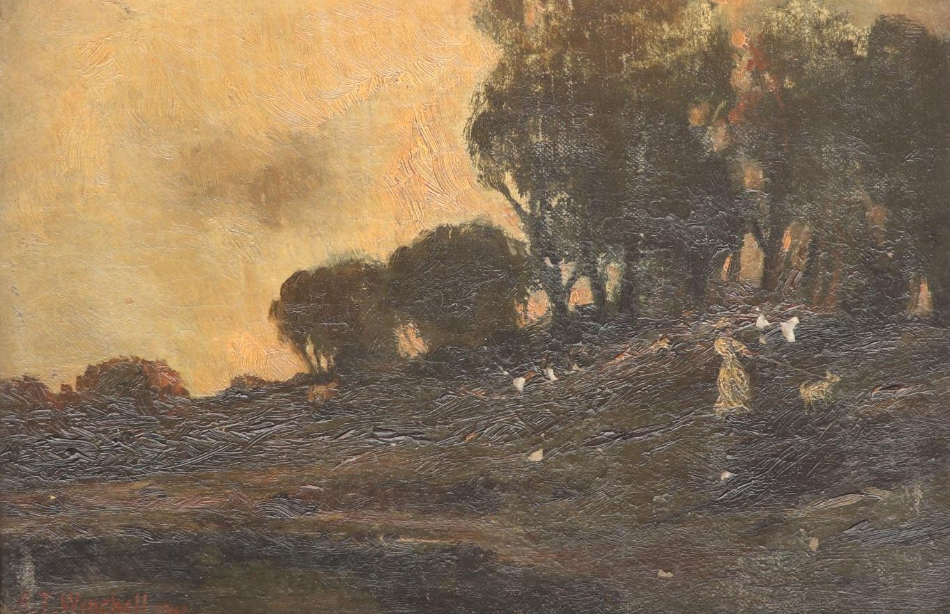 Alonzo T. Winchell Landscape Oil Painting "The Hill Side," 1912 | EBTH