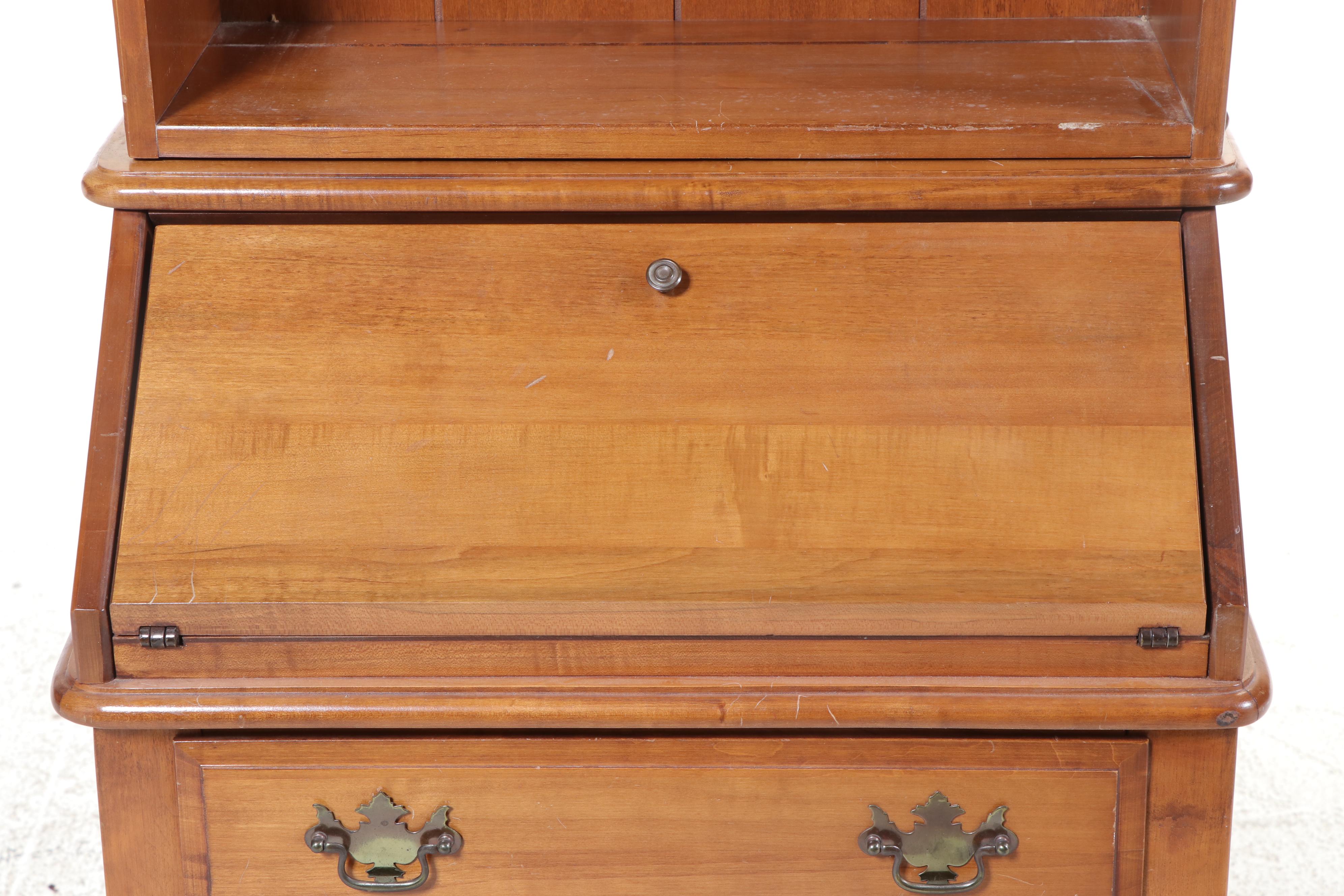 American Colonial Style Maple Secretary Bookcase, Mid to Late 20th ...