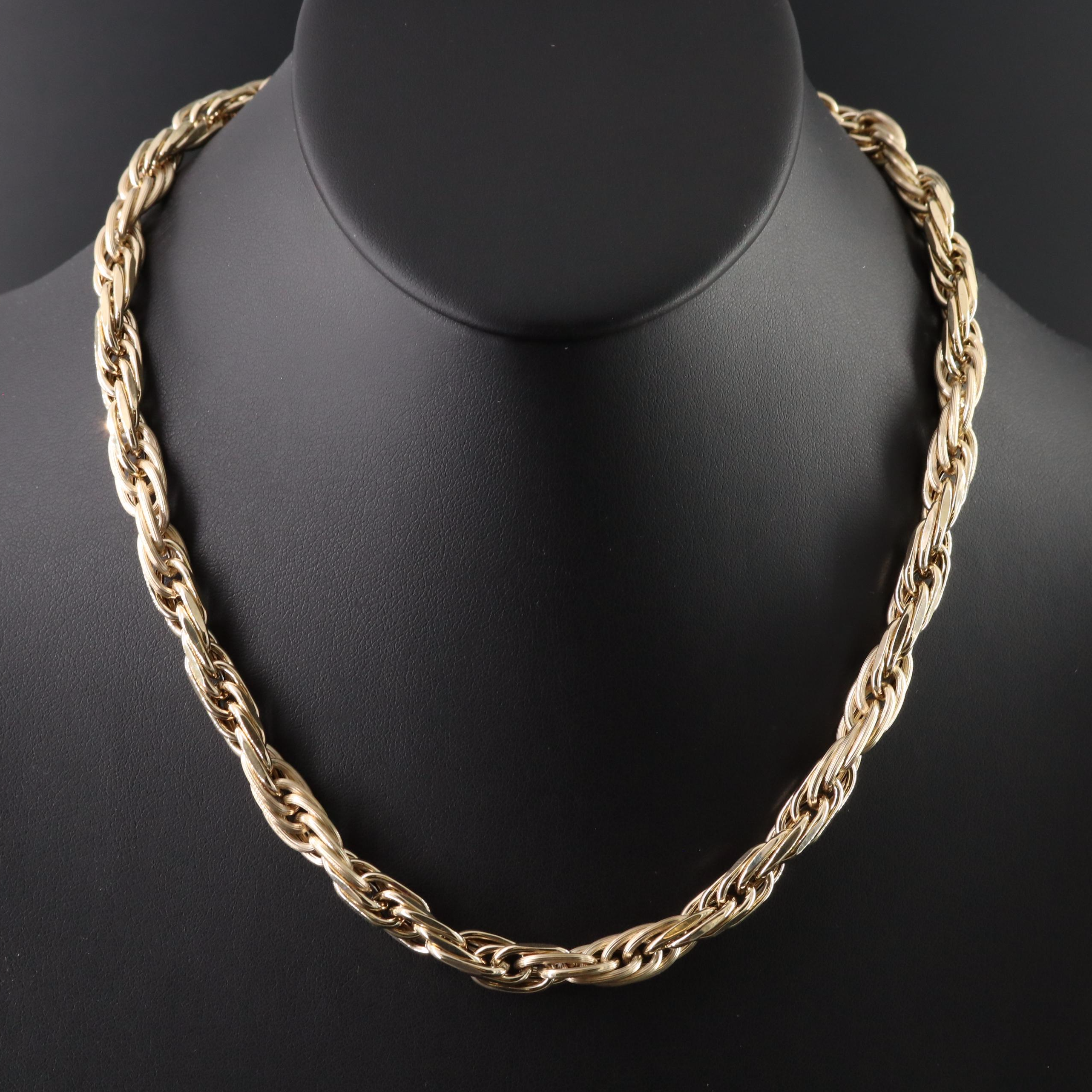 14K Italian French Rope Chain Necklace | EBTH