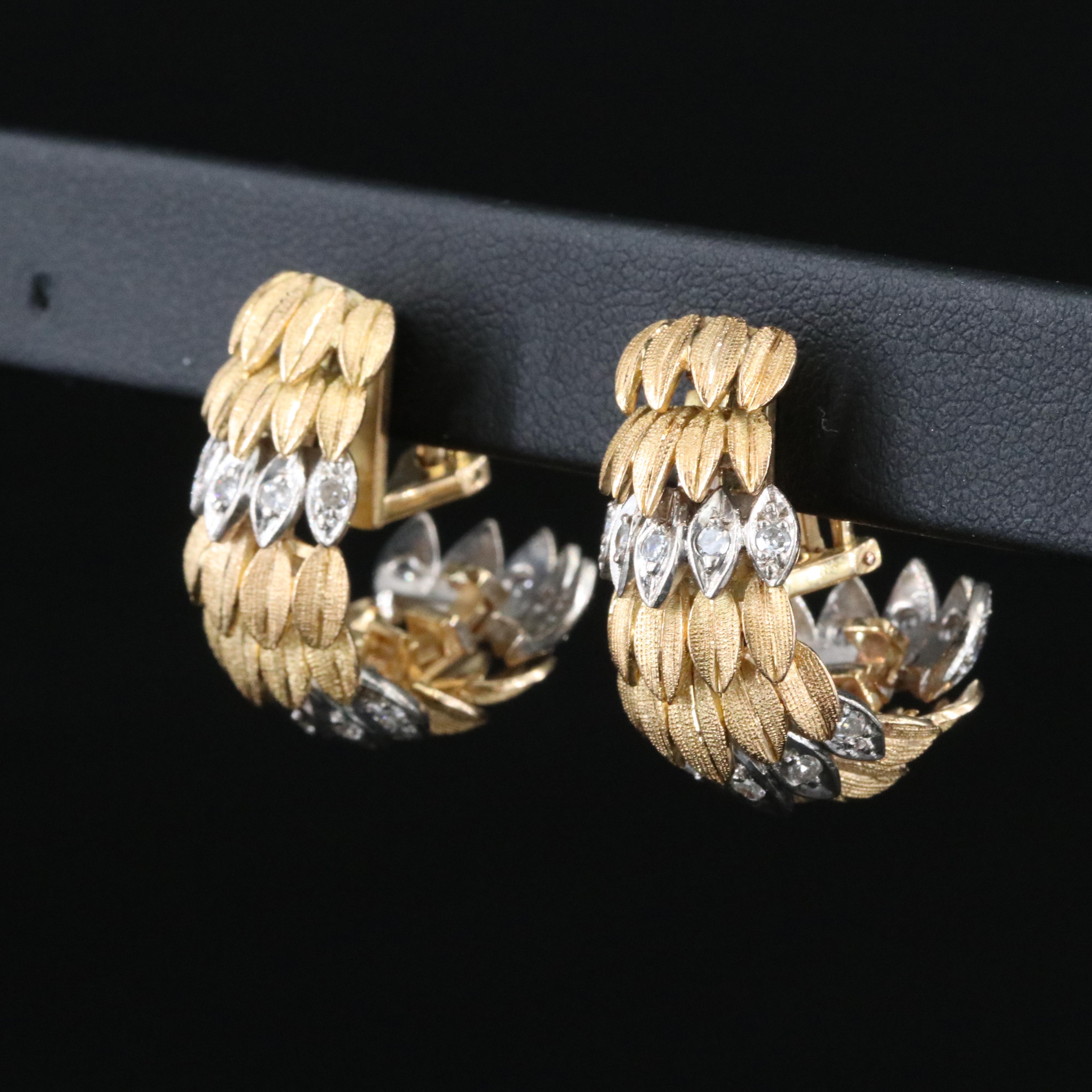 18K 0.56 CTW Diamond Foliate J Hoops | EBTH