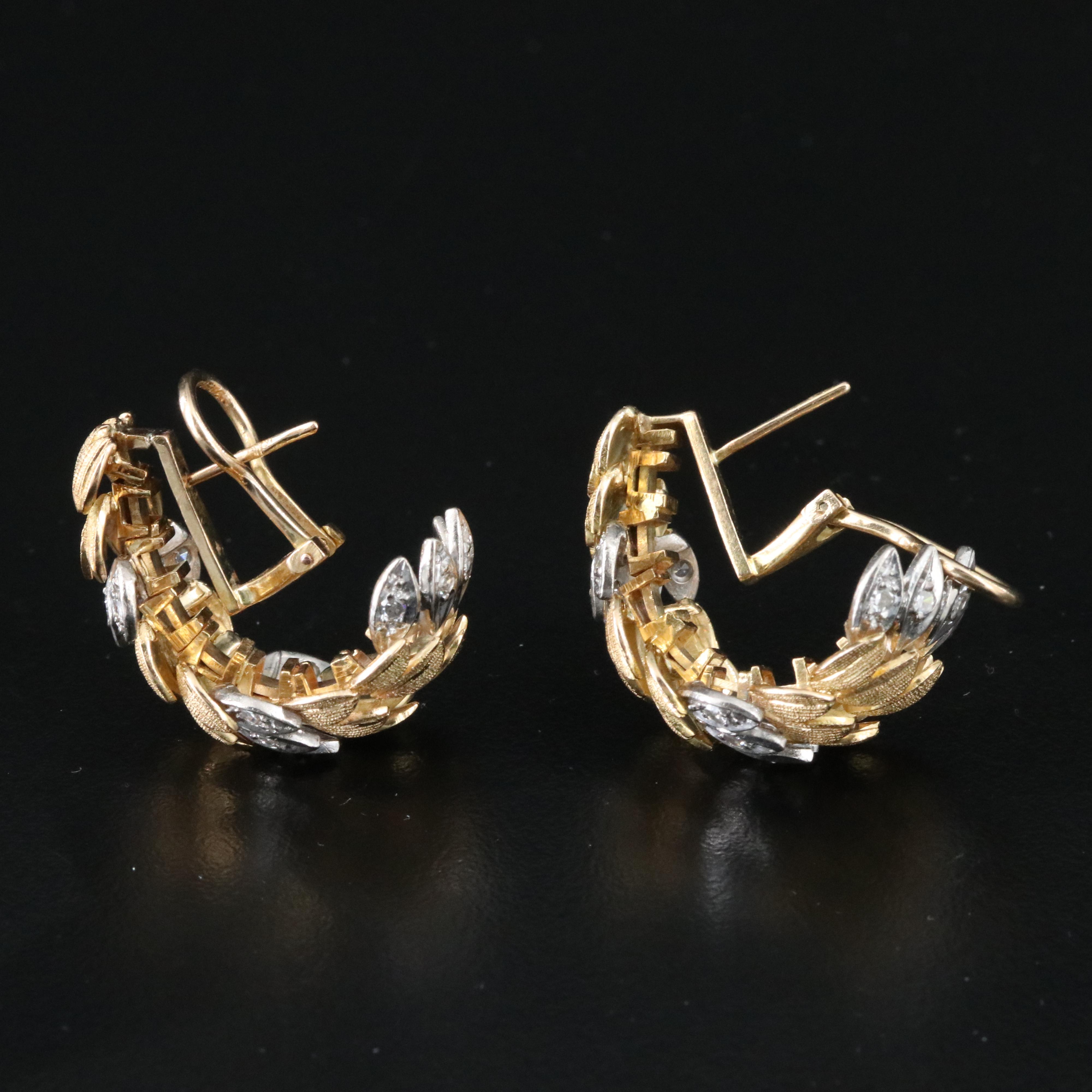 18K 0.56 CTW Diamond Foliate J Hoops | EBTH