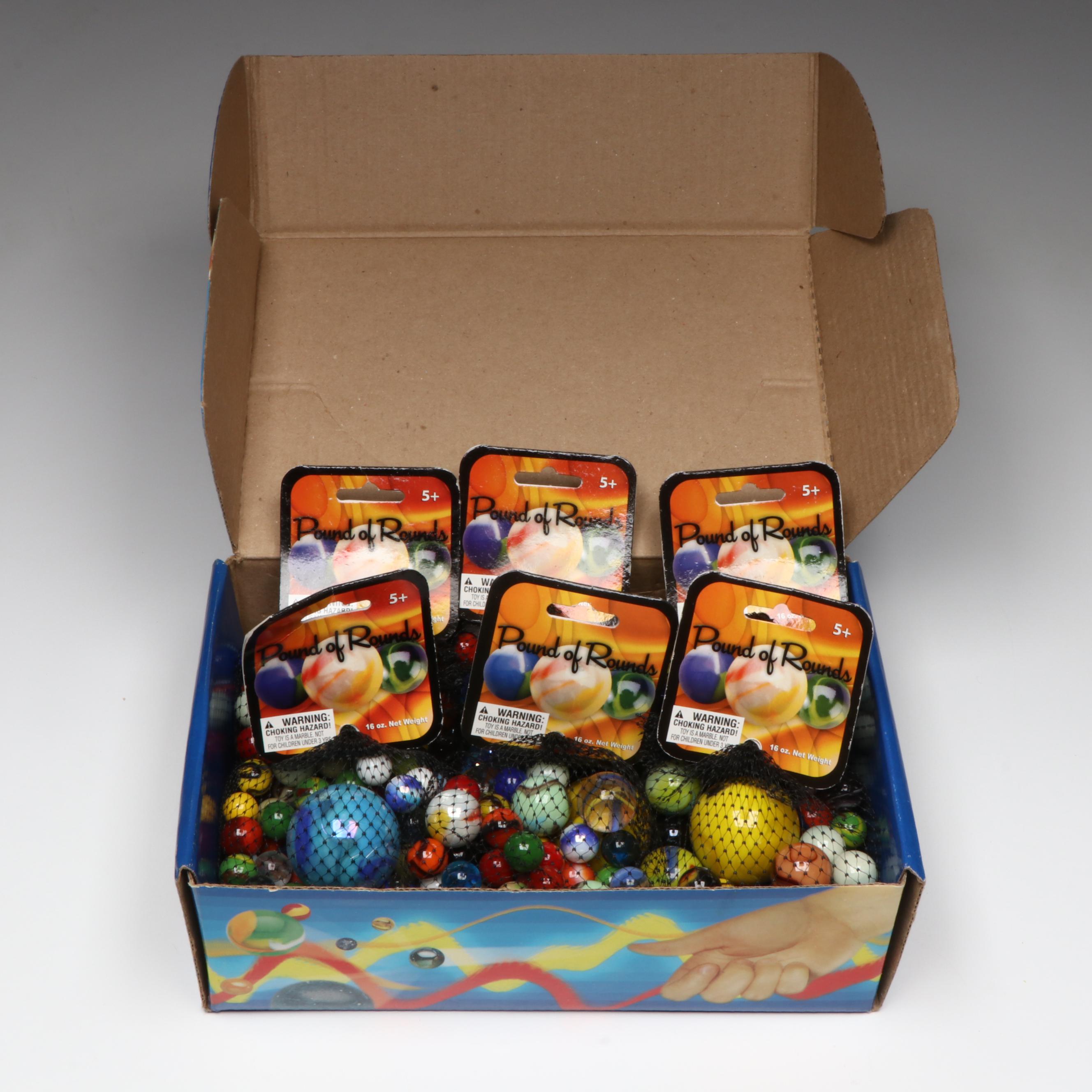 Mega Marbles Pound of Rounds Net Bags of Glass Vacor Marbles with ...