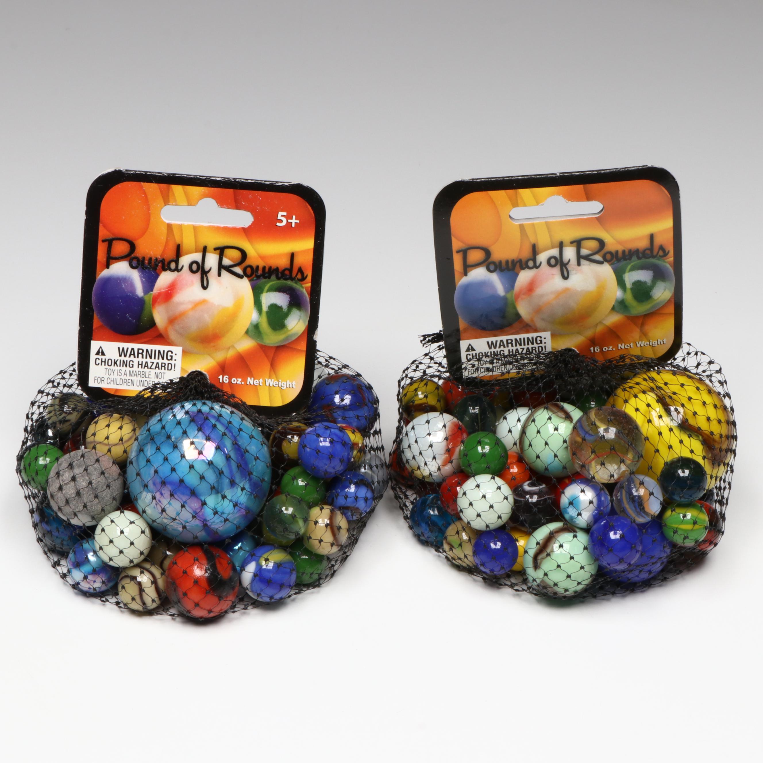 Mega Marbles Pound of Rounds Net Bags of Glass Vacor Marbles with ...