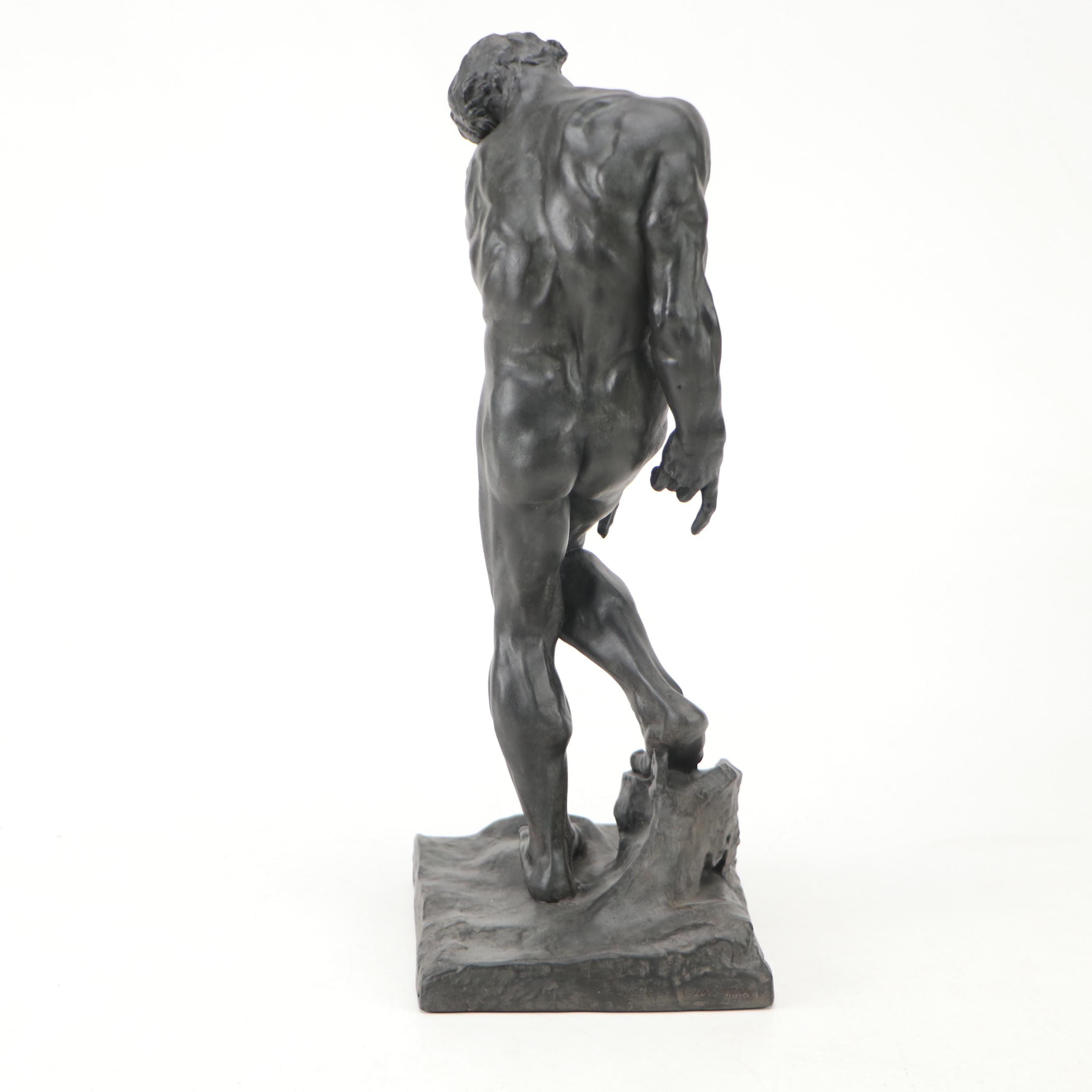 Metropolitan Museum of Art Plaster Replica Statue "Adam" After Auguste ...