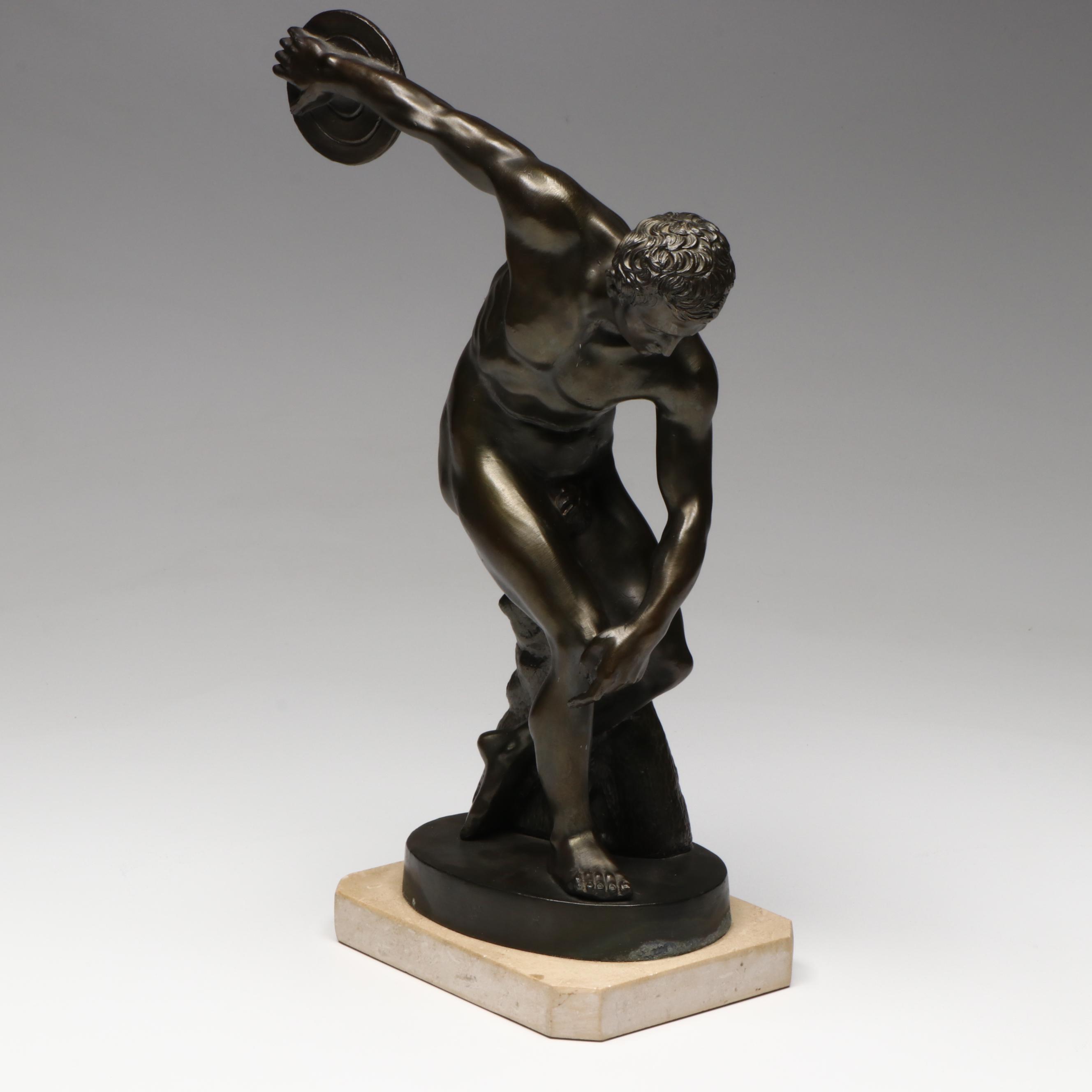 Spelter Sculpture After Myron "Discobolus," Late 19th to Early 20th ...