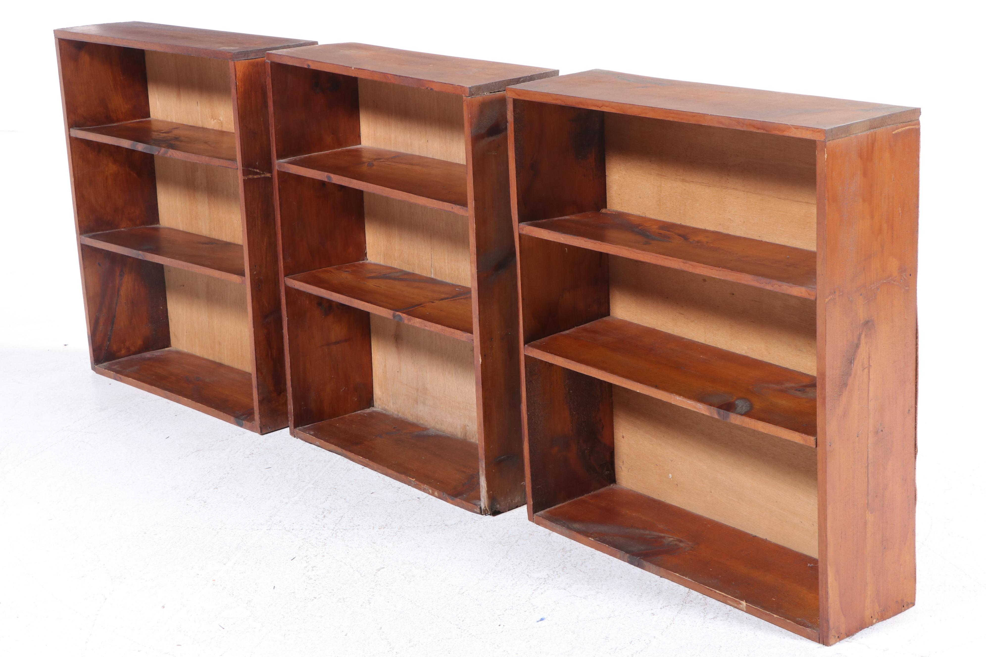 Three American Primitive Pine Open Bookcases, 20th Century | EBTH