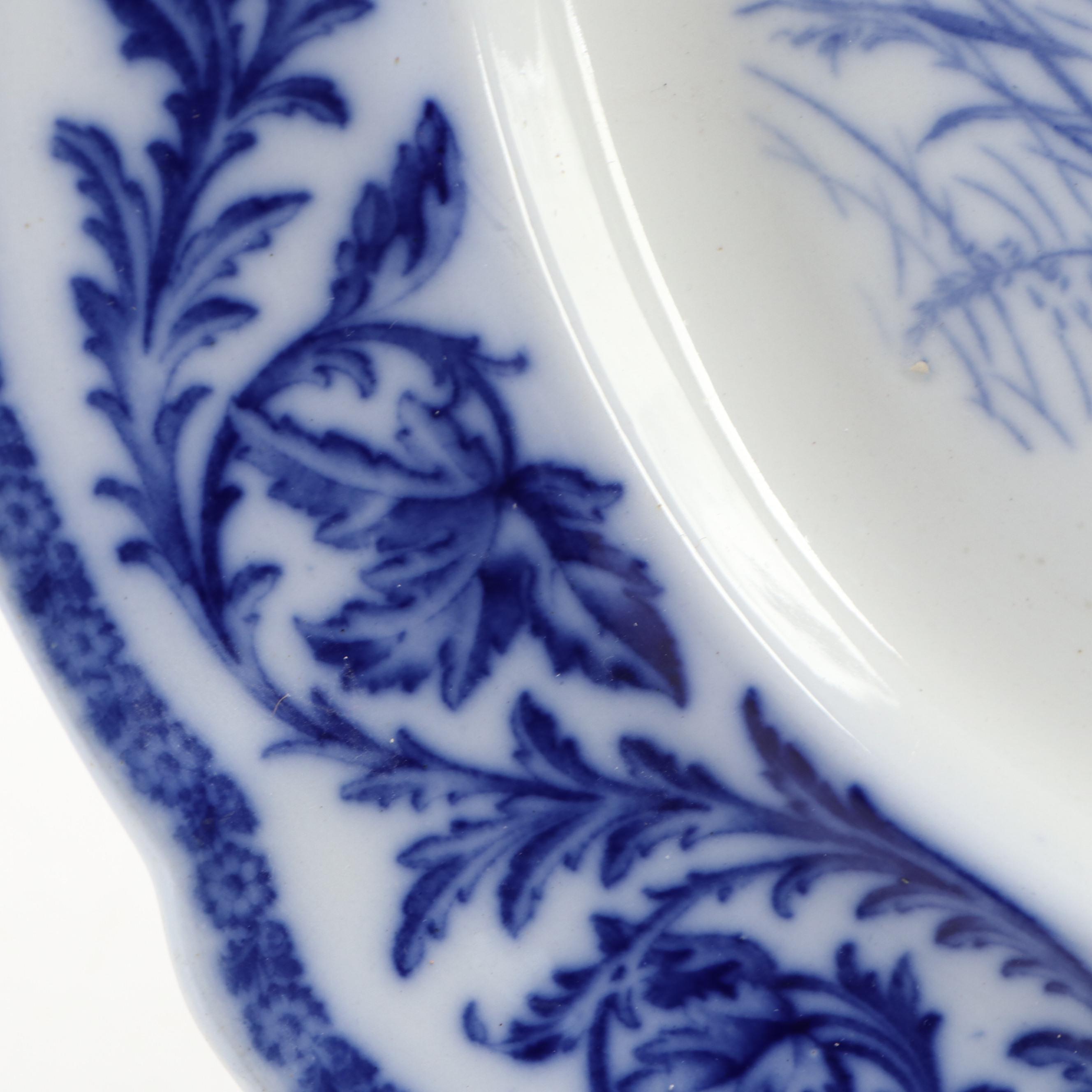 Royal Cauldon Blue and White Ceramic Serving Platter with Turkey Motif ...