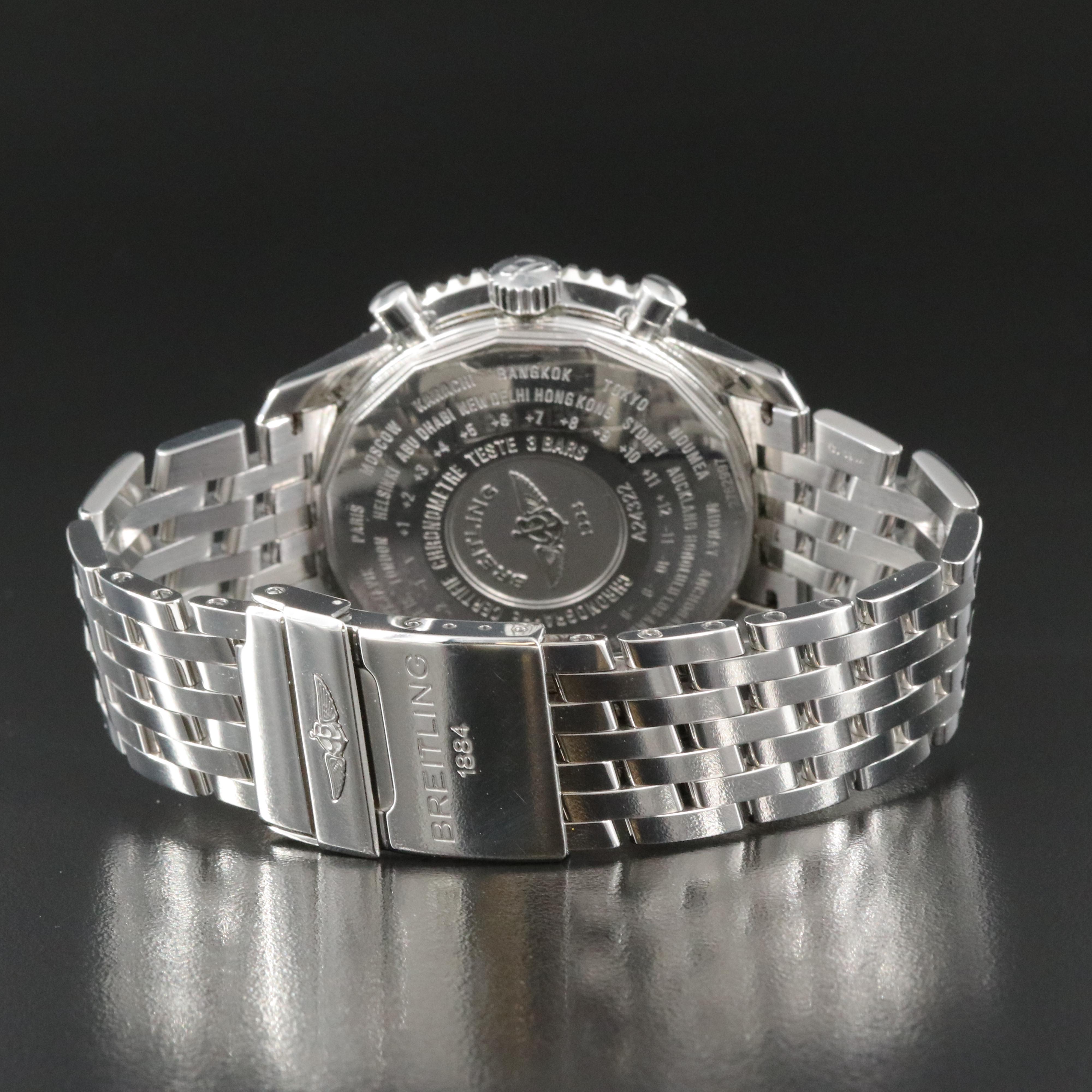 Breitling Navitimer World Chronograph A24322 Black 46mm Steel Automatic ...