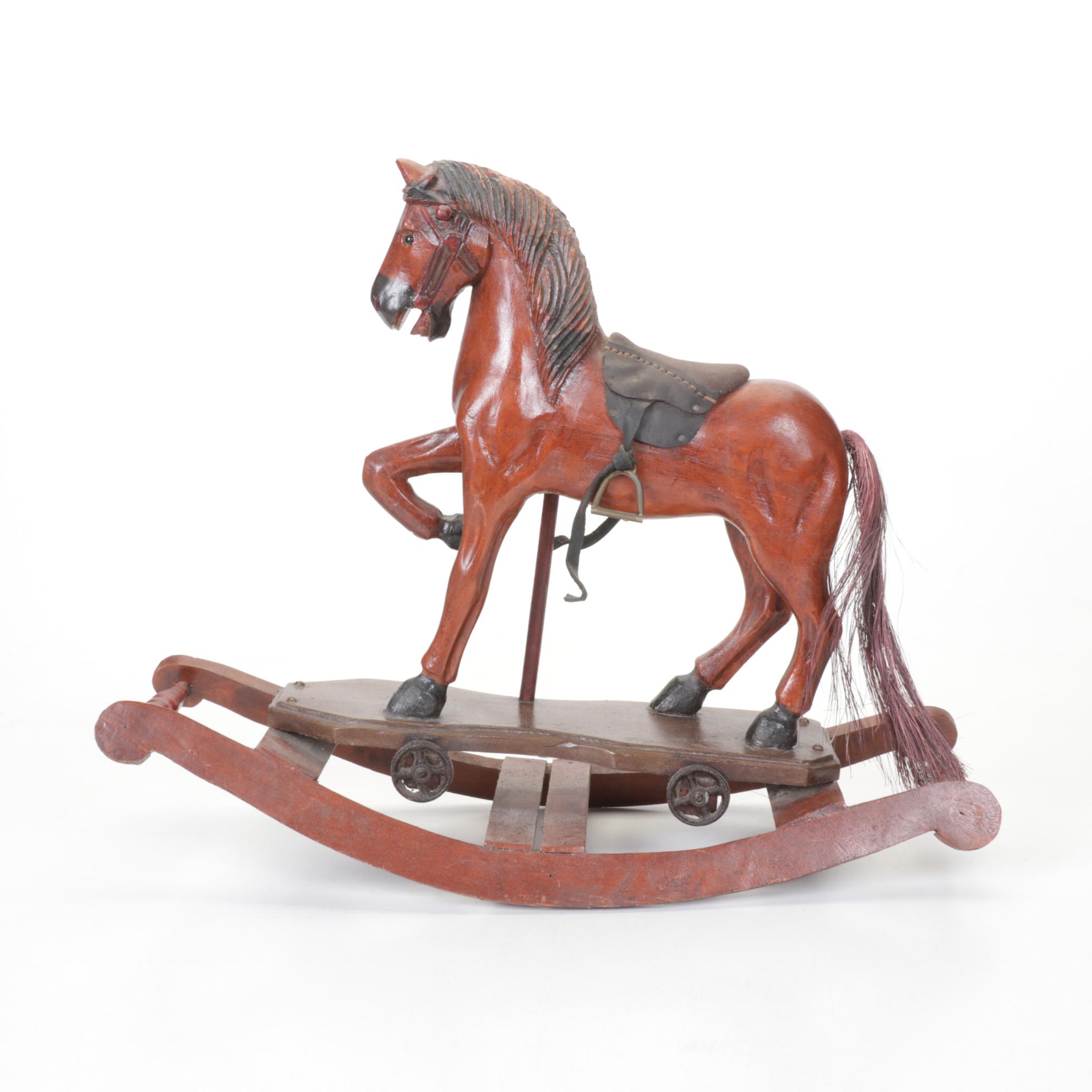 Carved Wood Decorative Rocking Horse, Mid-20th Century | EBTH