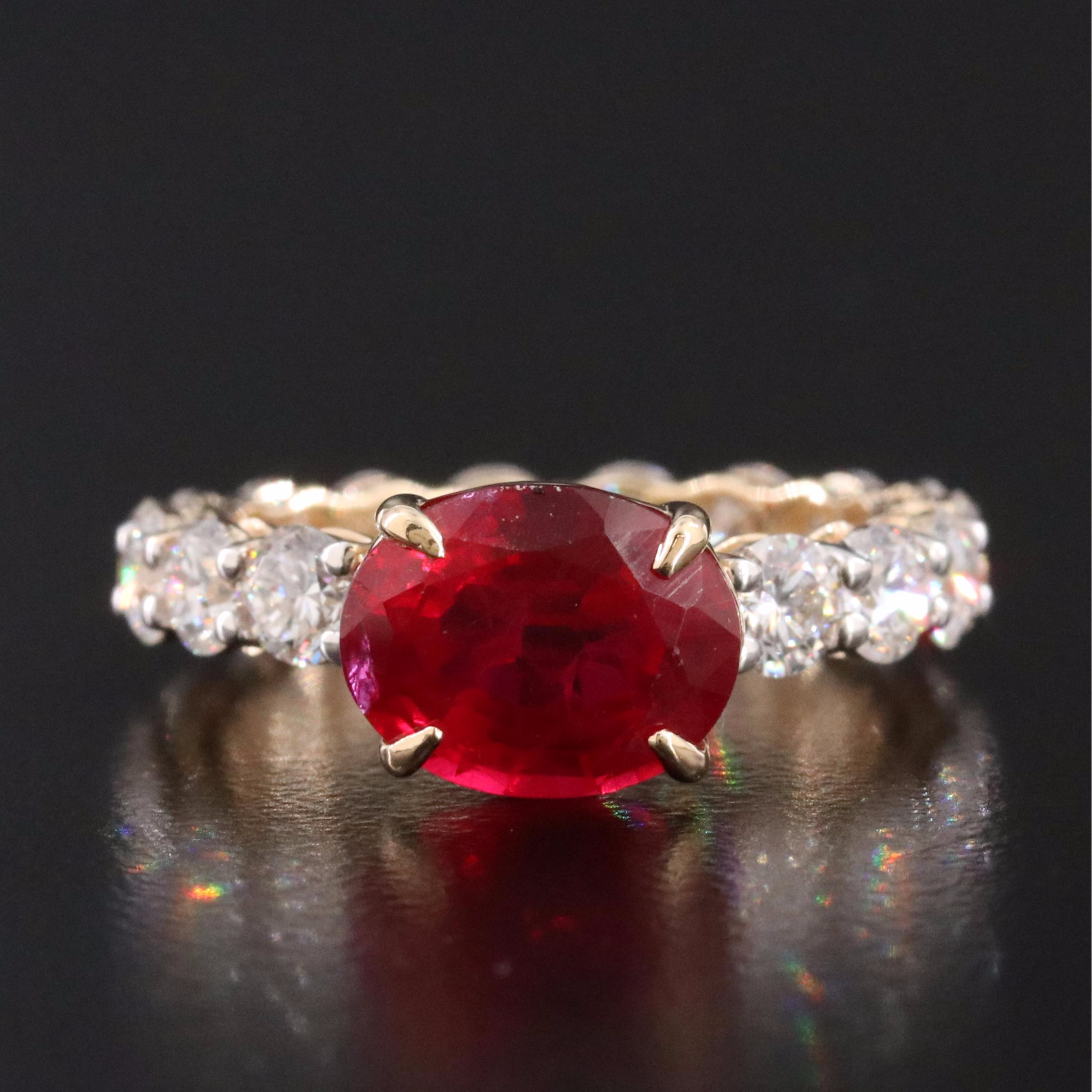 14K 3.89 CT Ruby and 2.81 CTW Lab Grown Diamond Ring | EBTH