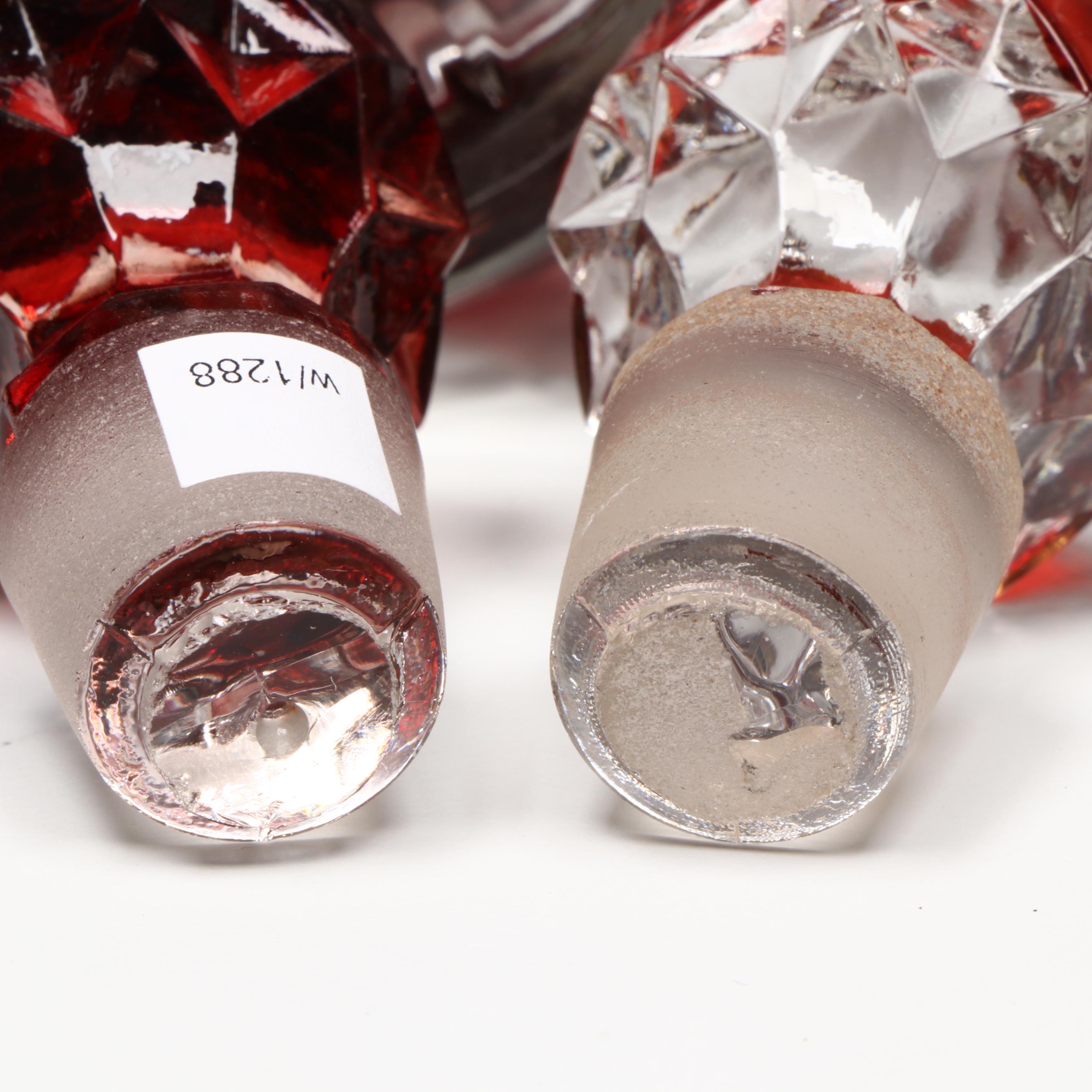 Bohemian Style Ruby Red Flash Glass Decanters, Cordial Glasses and Wine ...