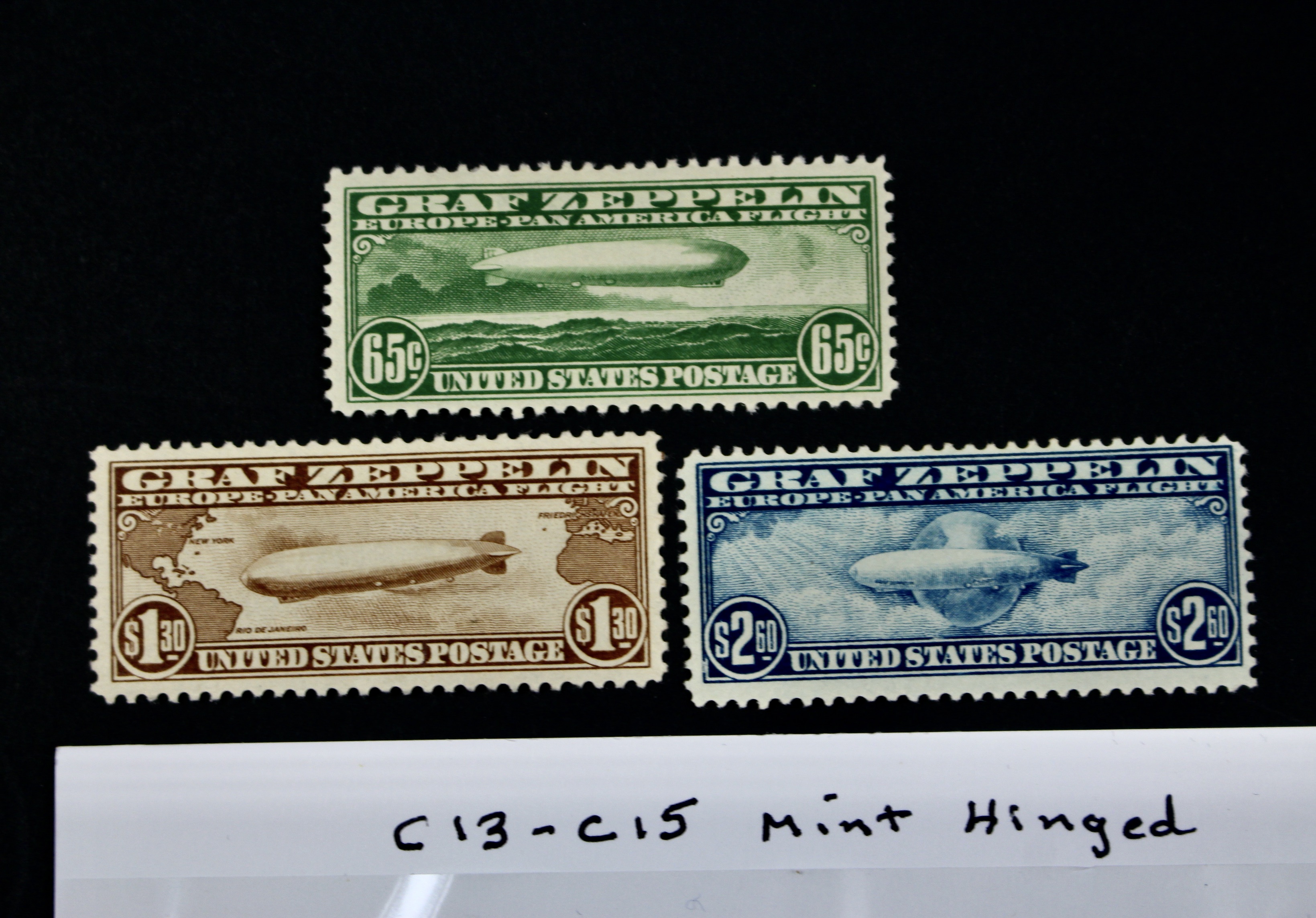 1930 U.S. Zeppelin Postage Stamp Set, Mint Hinged, C13 to C15 | EBTH