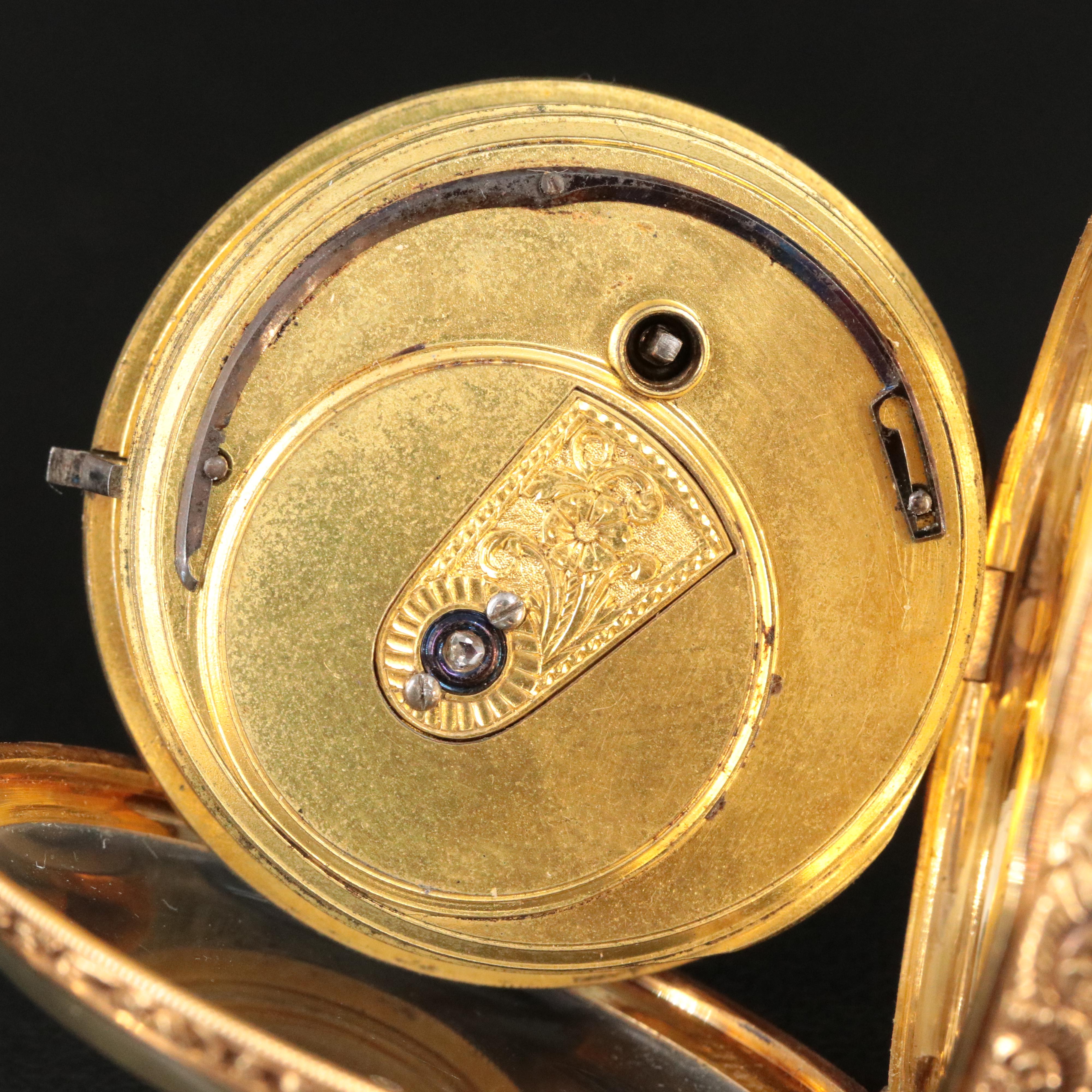 Antique John Harrison Liverpool Elaborate 18K Dial 14K Case Pocket ...