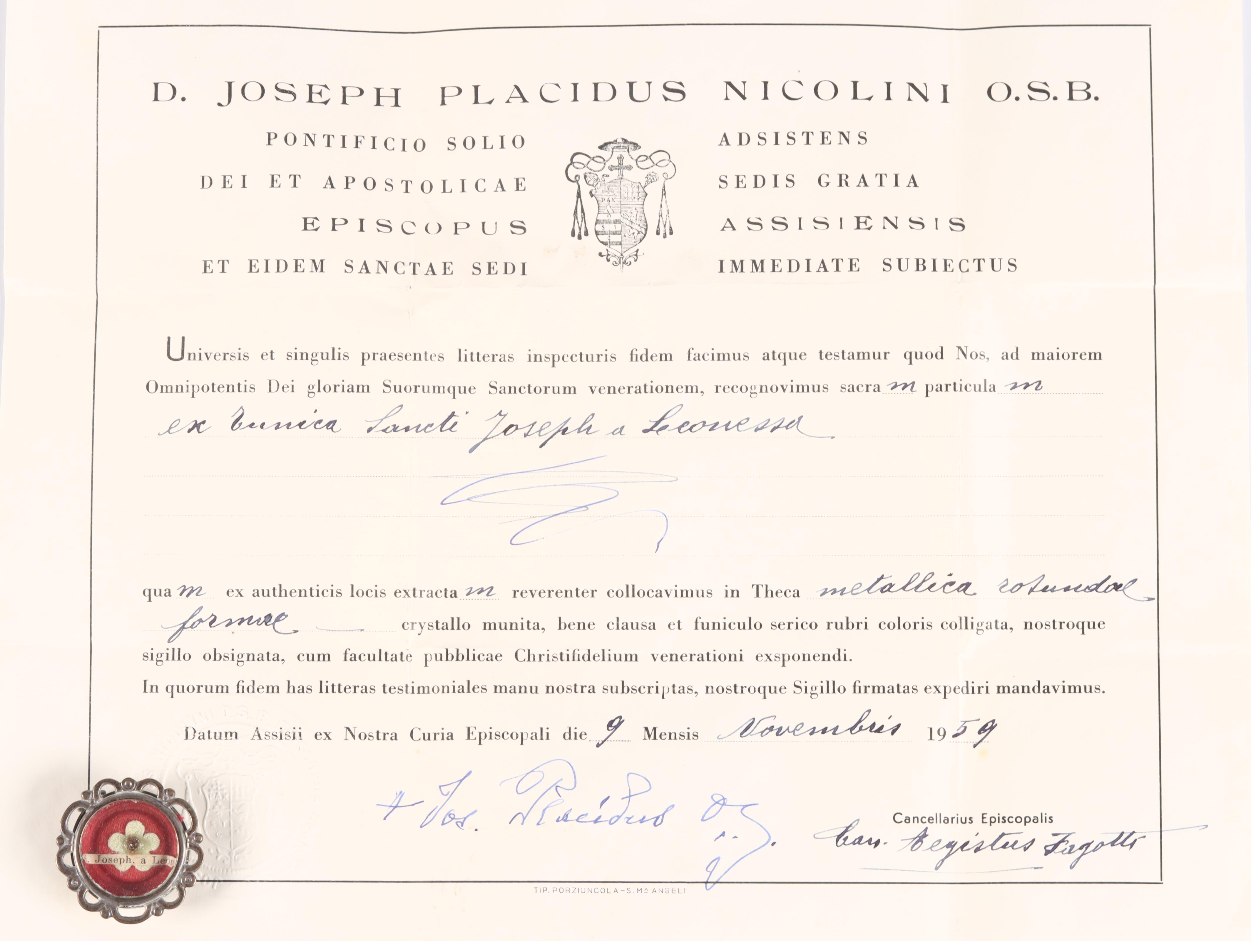 First Class Relic of Saint Joseph of Leonissa in Reliquary with Seal | EBTH