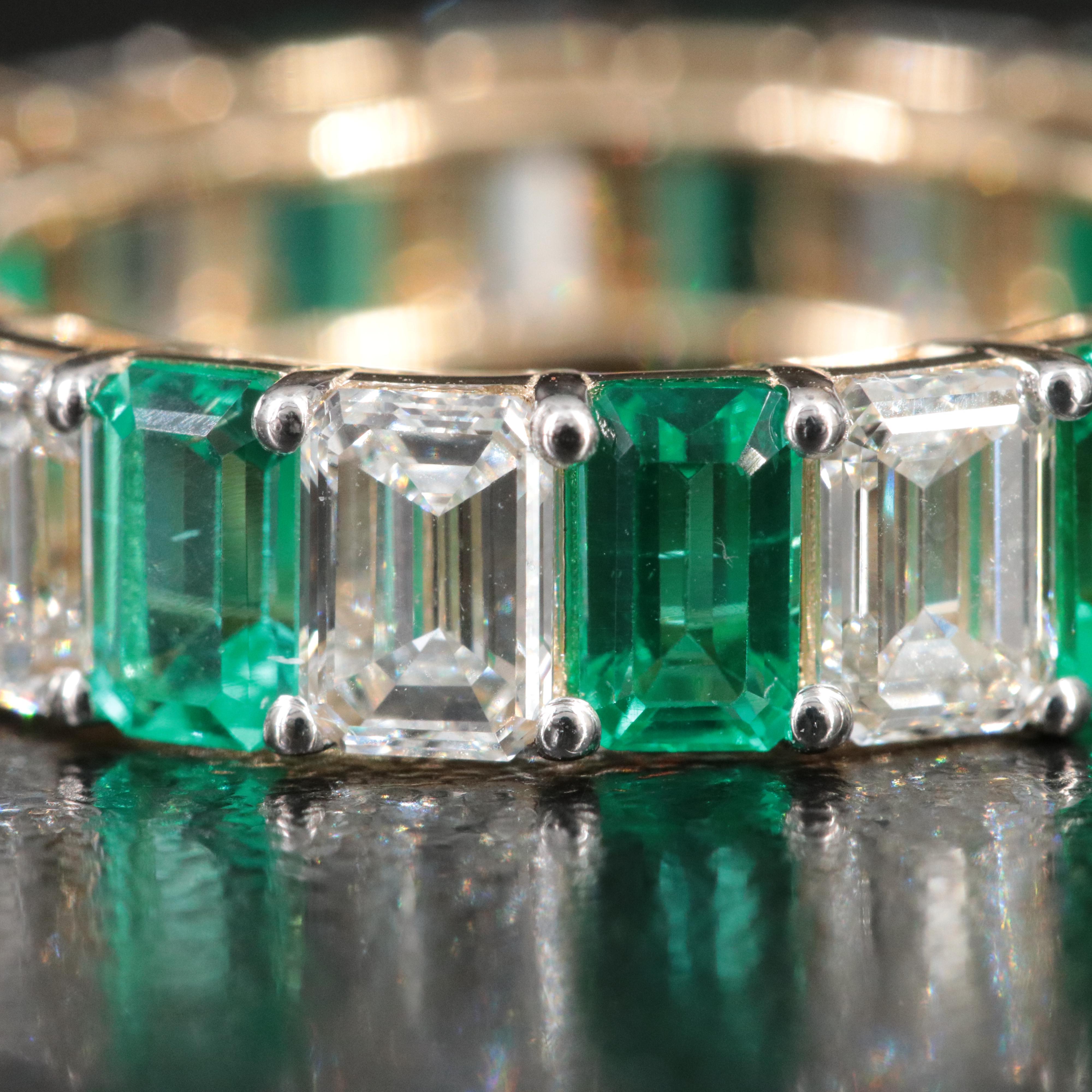 14K 2.89 CTW Emerald and 4.02 CWT Lab Grown Diamond Eternity Band | EBTH