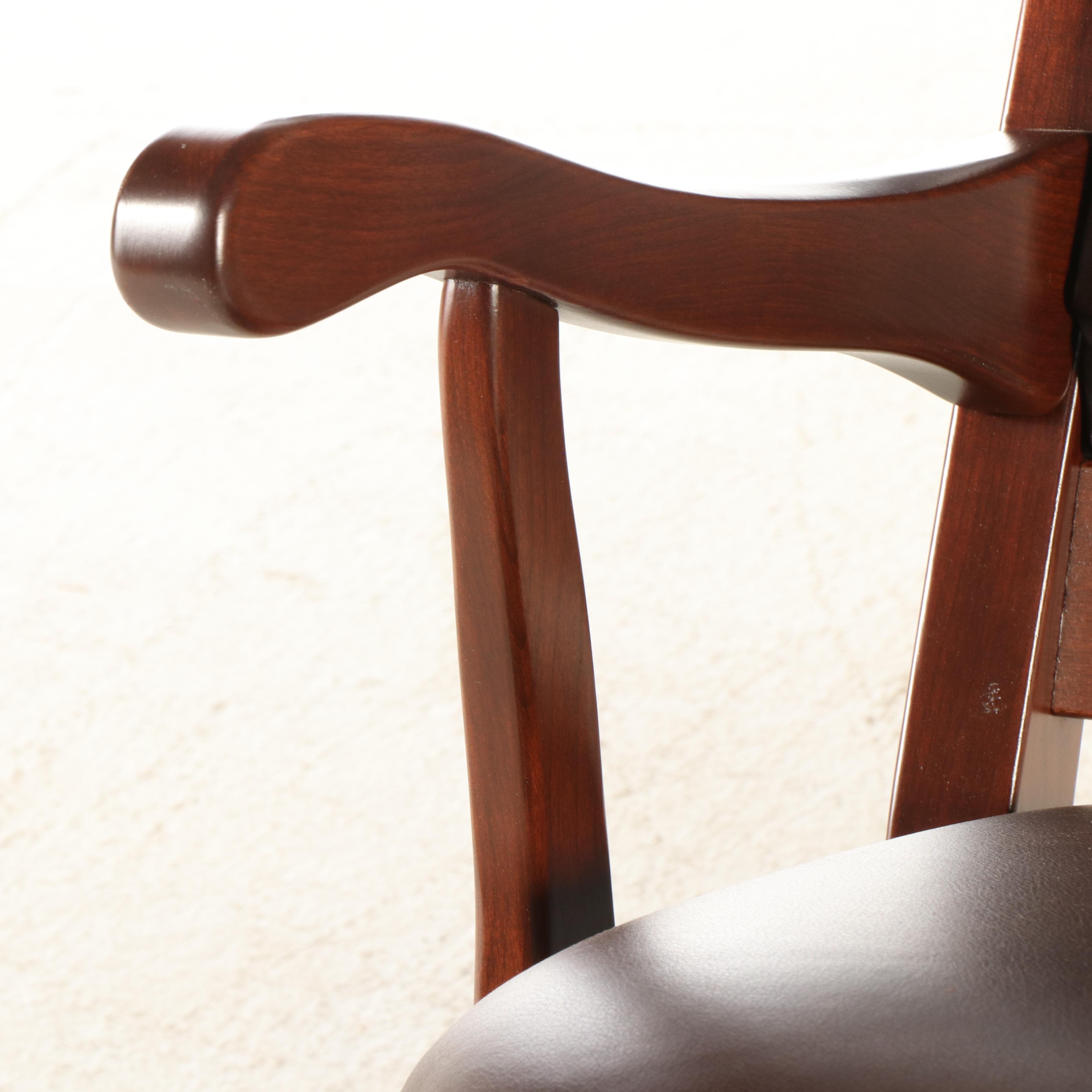 Buckeye Rockers Cherry and Leather Rocking Chair with Ottoman | EBTH