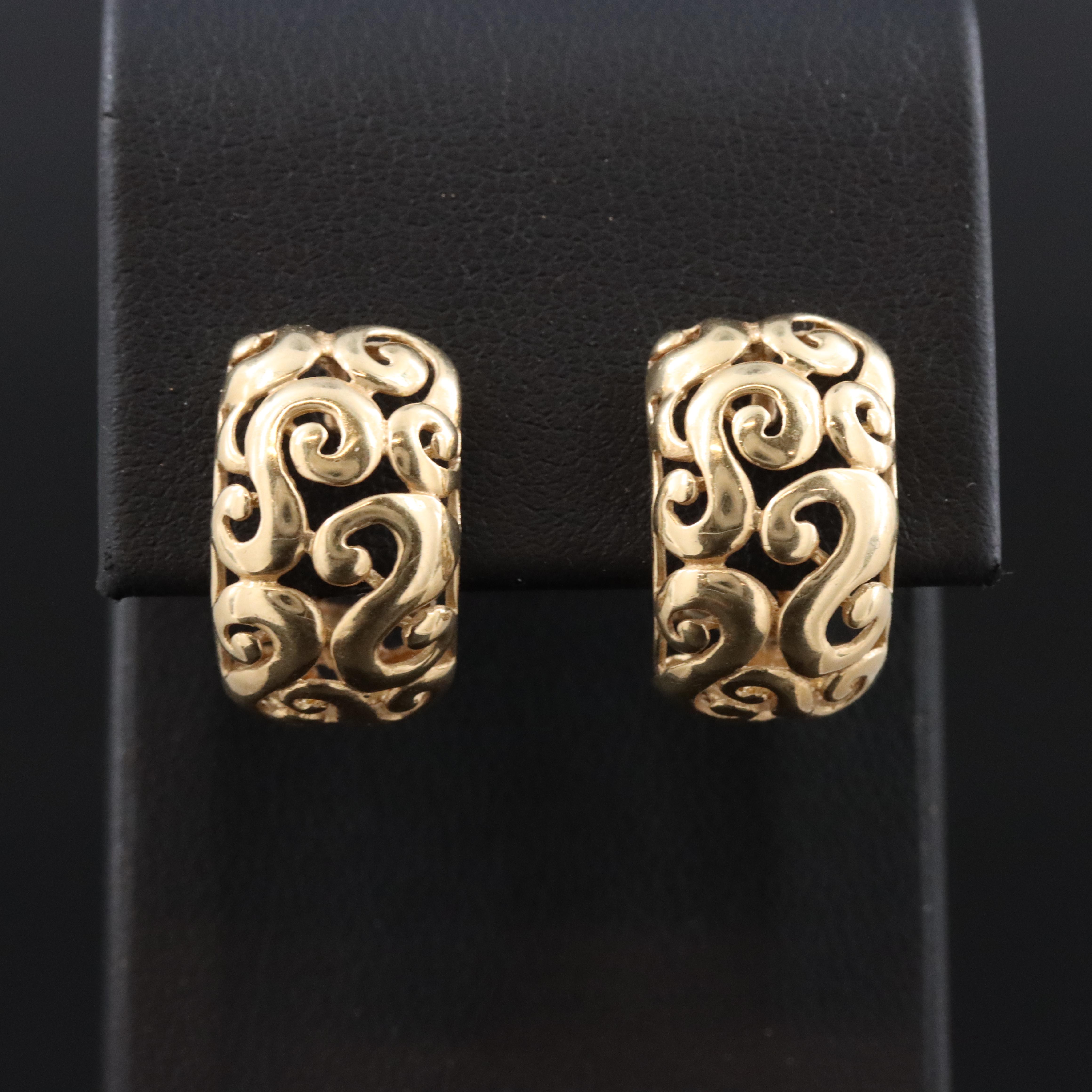 14K Scrollwork Drop Earrings | EBTH