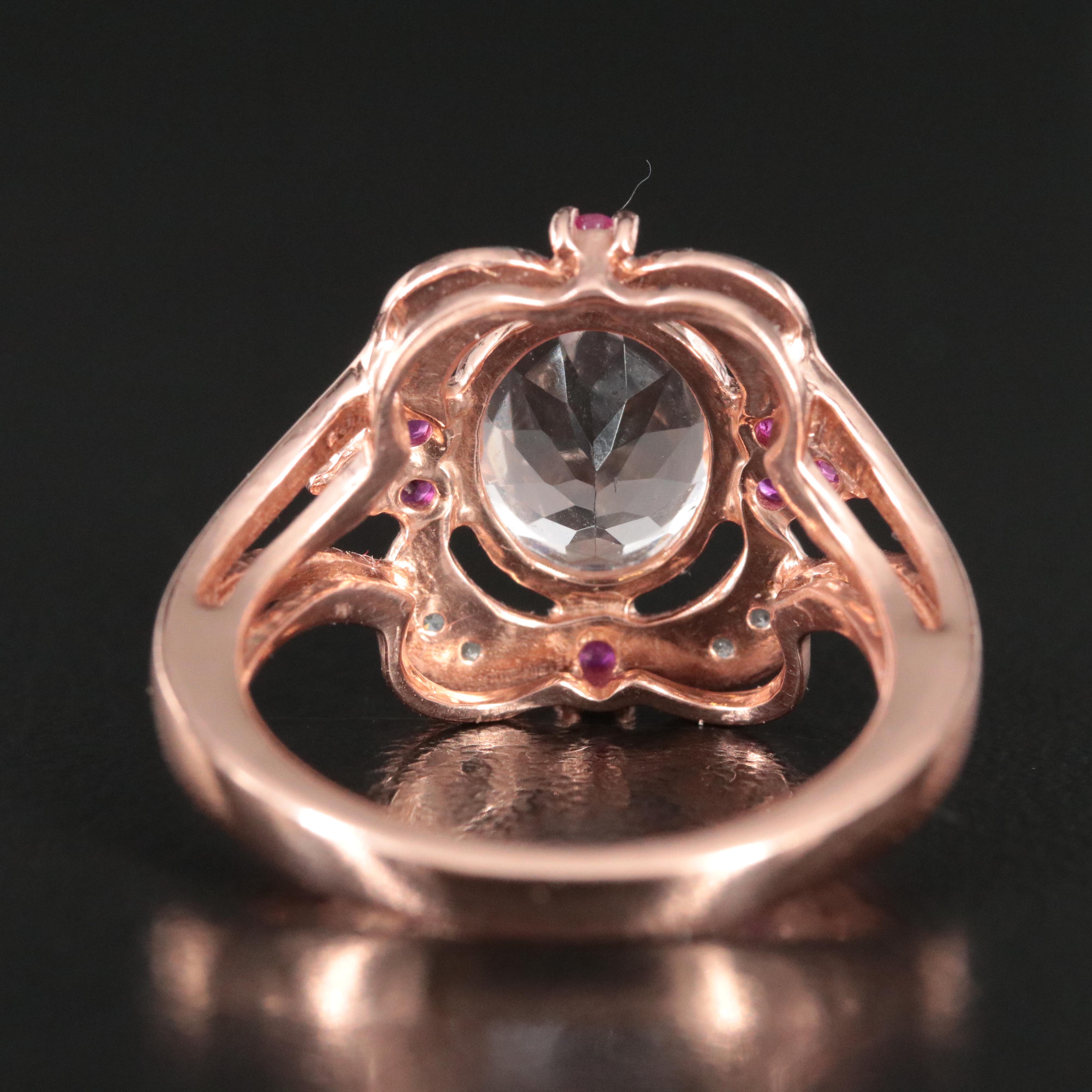 Sterling Morganite, Ruby and Diamond Ring | EBTH