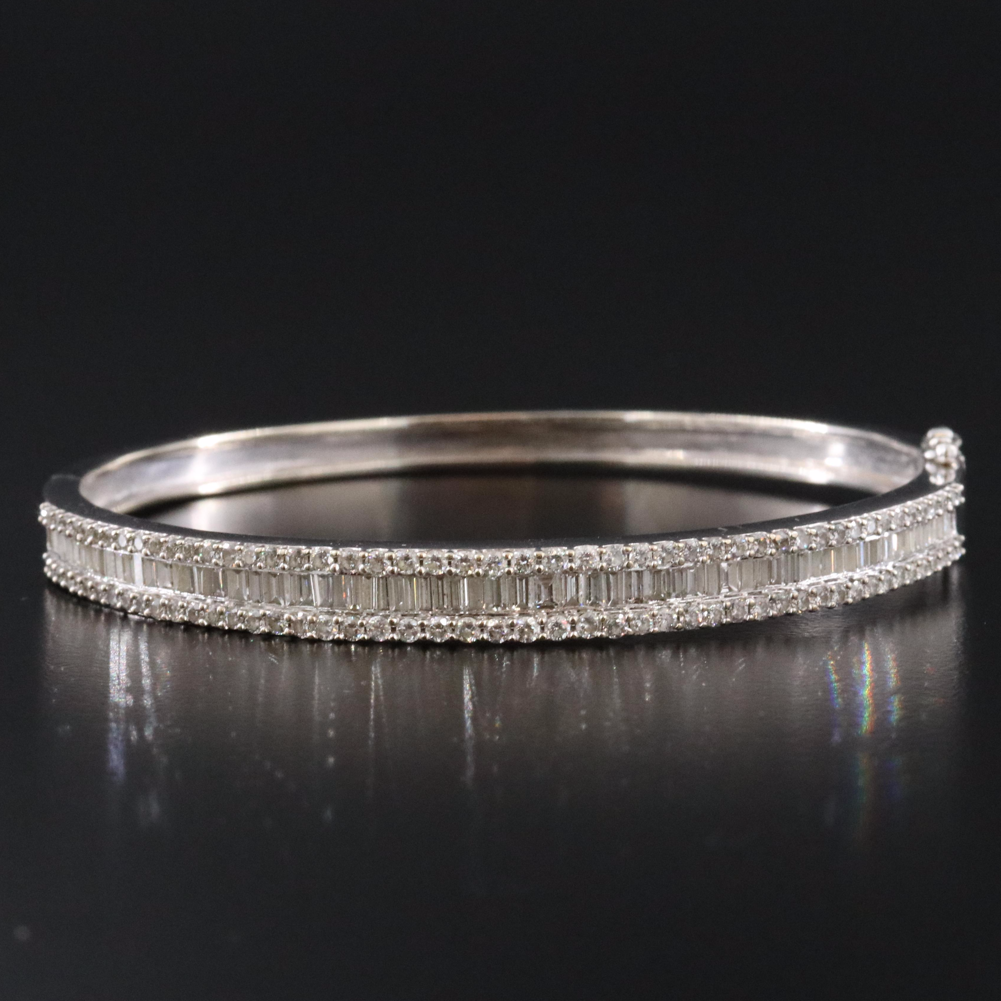 14K 3.56 CTW Diamond Hinged Bangle Bracelet | EBTH