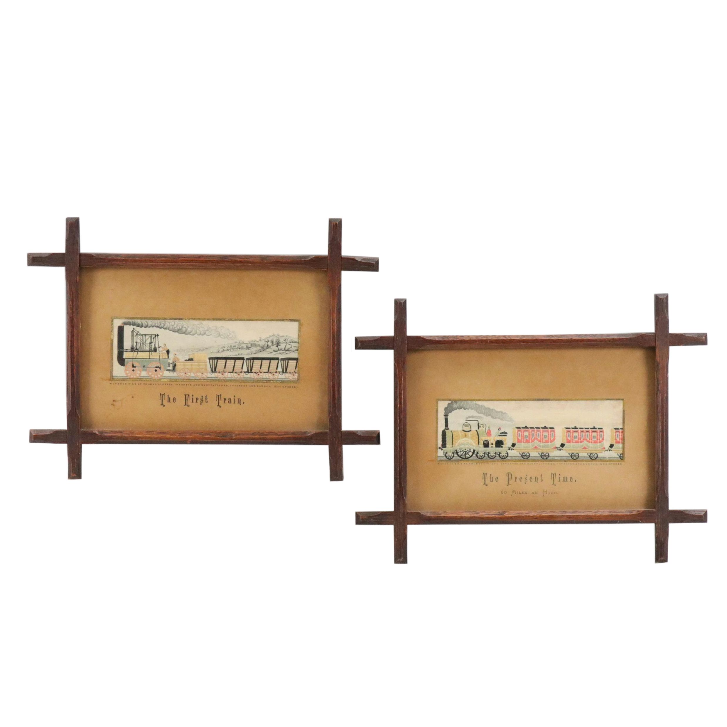 Thomas Stevens Stevengraph Silk Embroideries of Trains "The Present ...