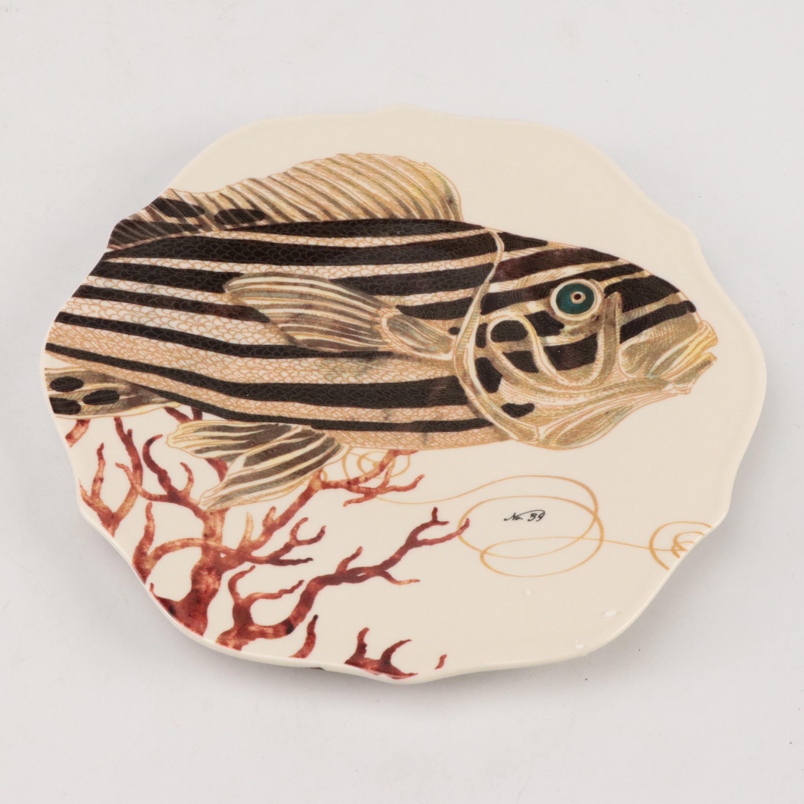 Creative Co-Op Tim Coffey Fish Pattern Plates | EBTH